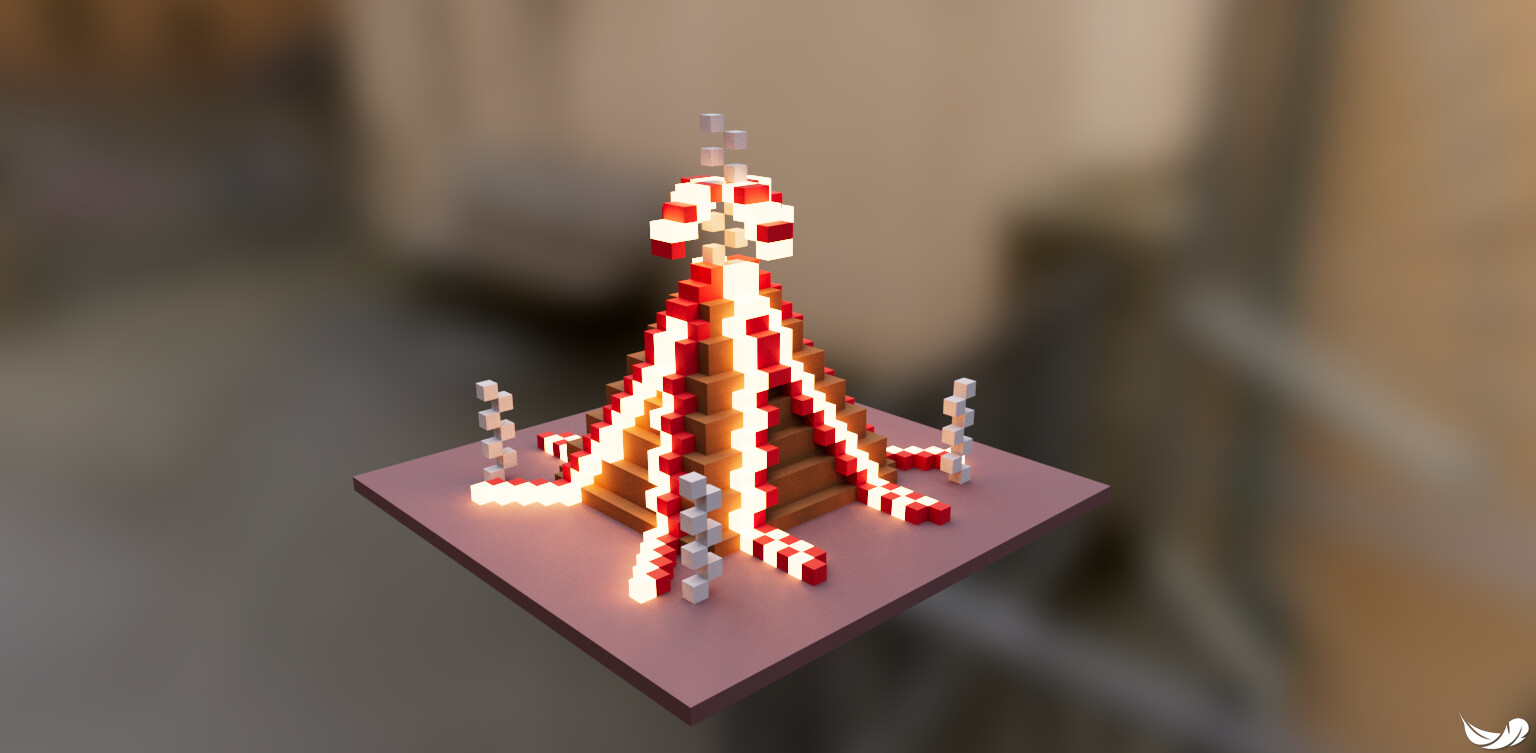 Jesus Fernandez - Voxel Art - Nature - Volcano