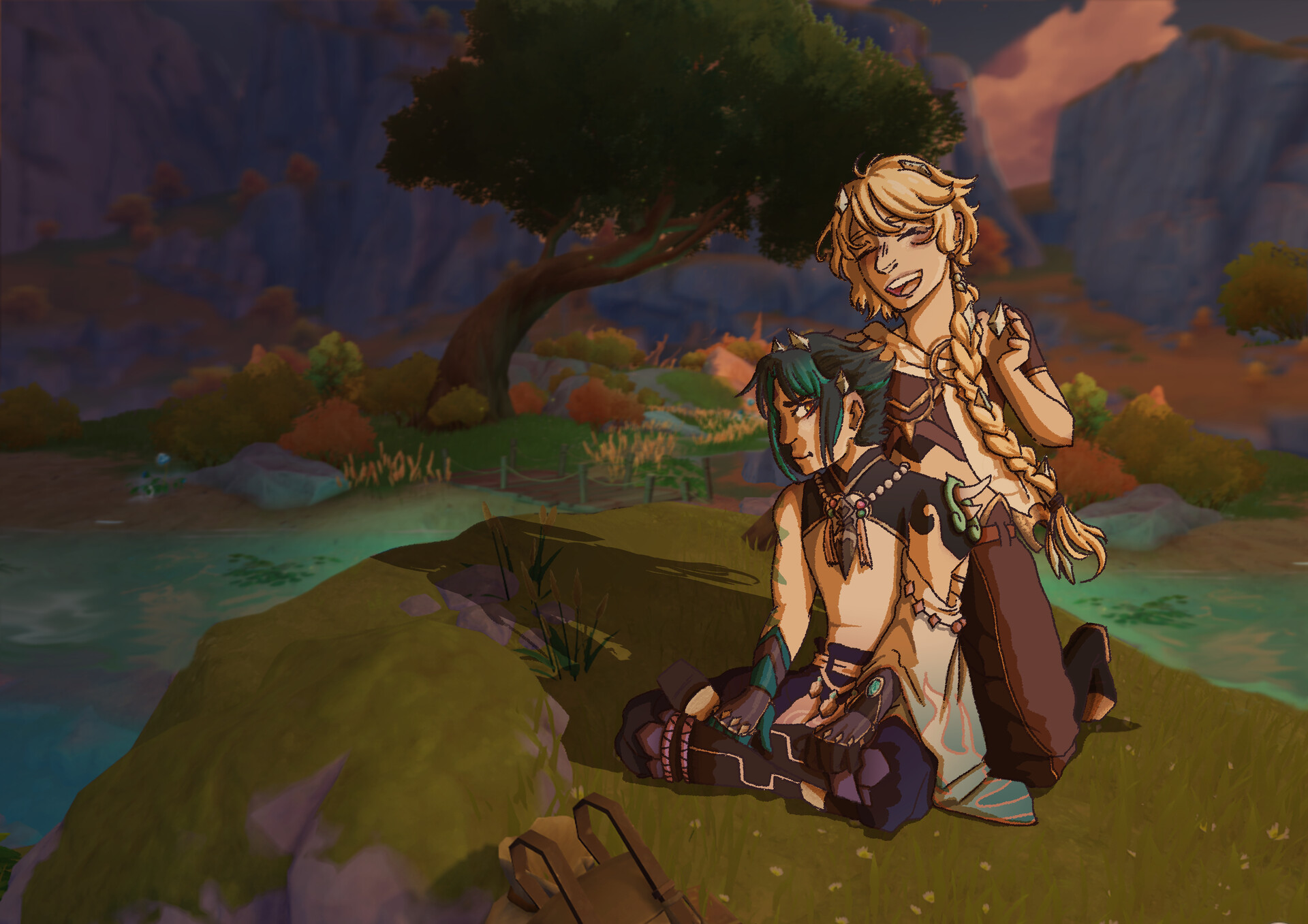 ArtStation - Aether and Xiao Outing