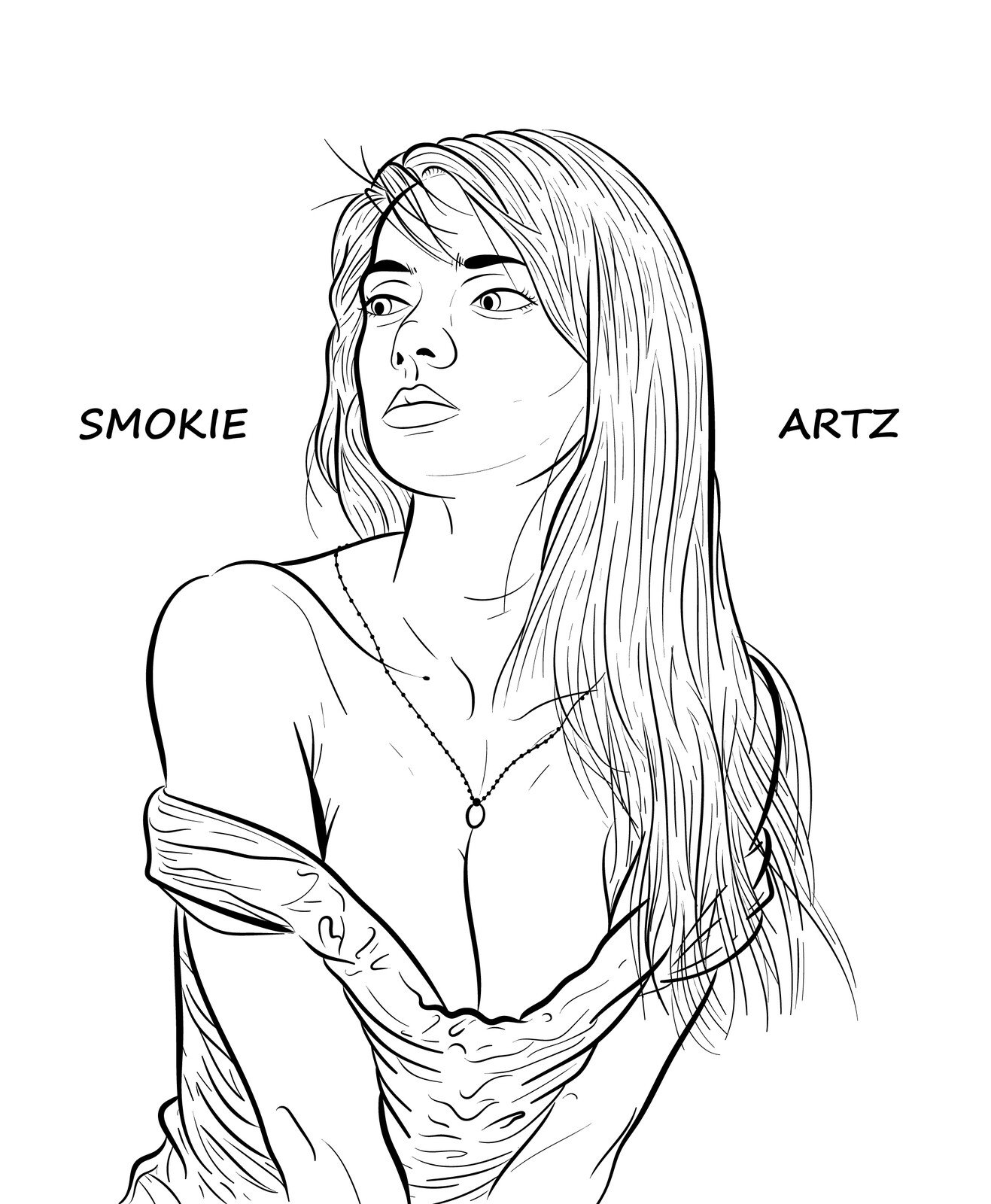 Alex George - Digital Line Art of a Beautiful Girl | Smokie Artz