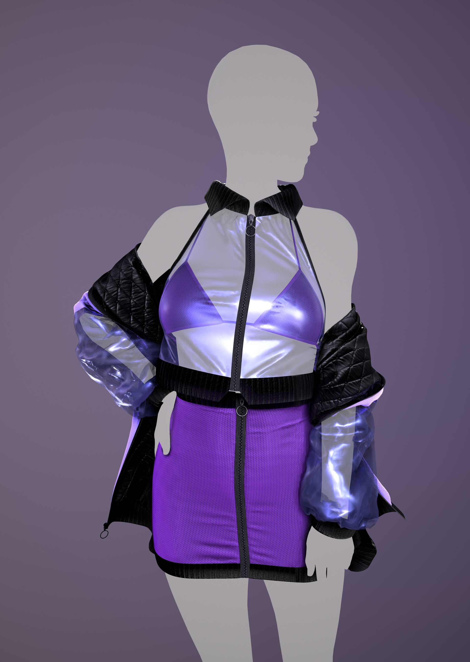 ArtStation - Cyber purple outfit