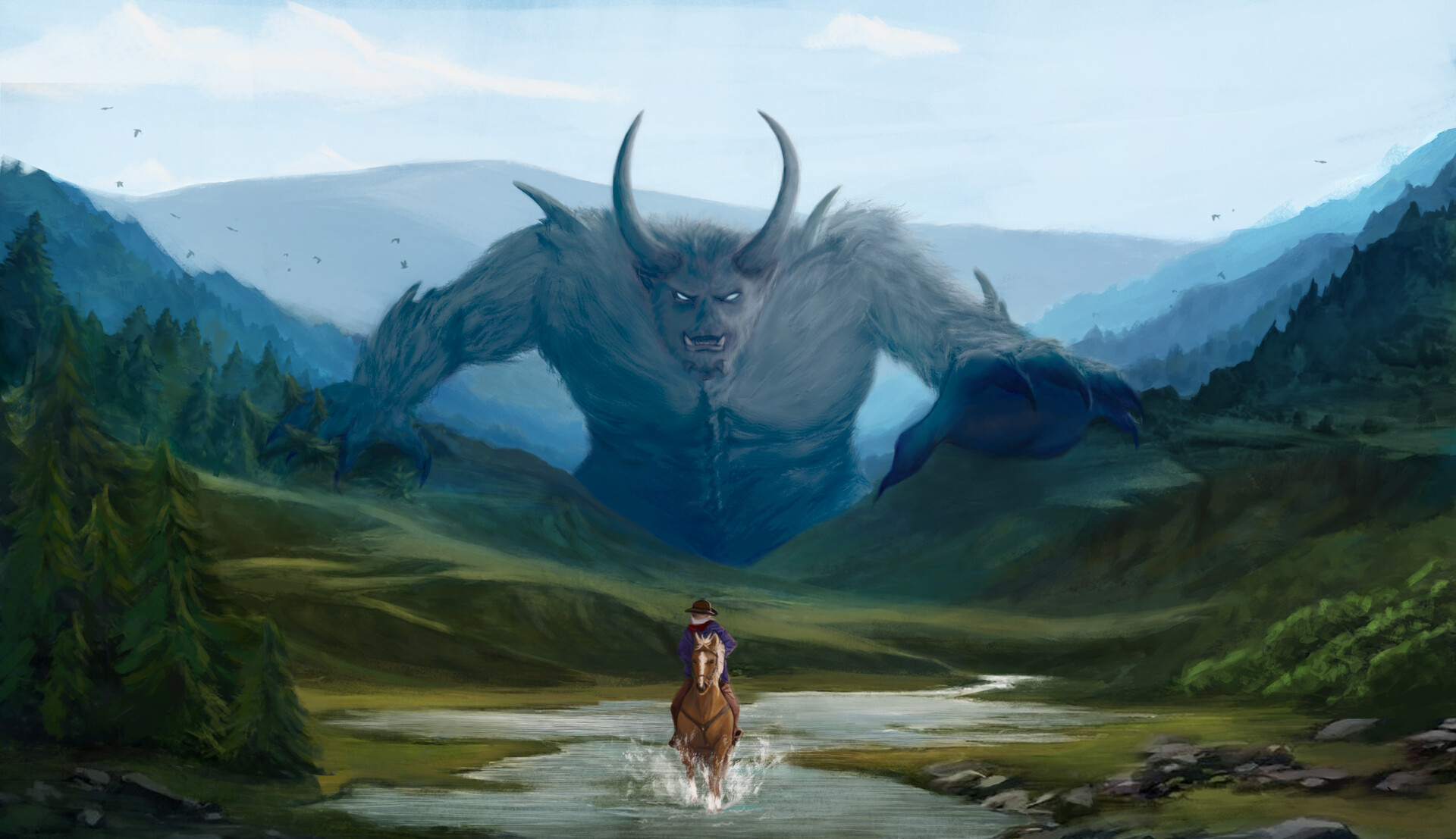 ArtStation - monster and cowboy