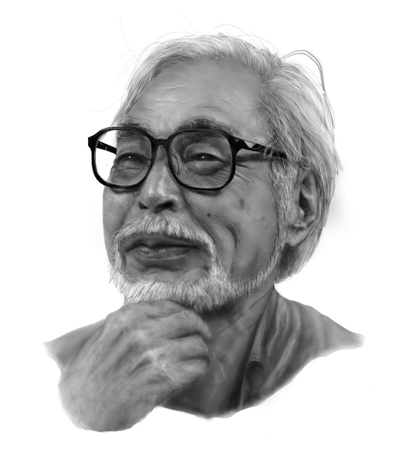 ArtStation - Hayao Miyazaki Portrait