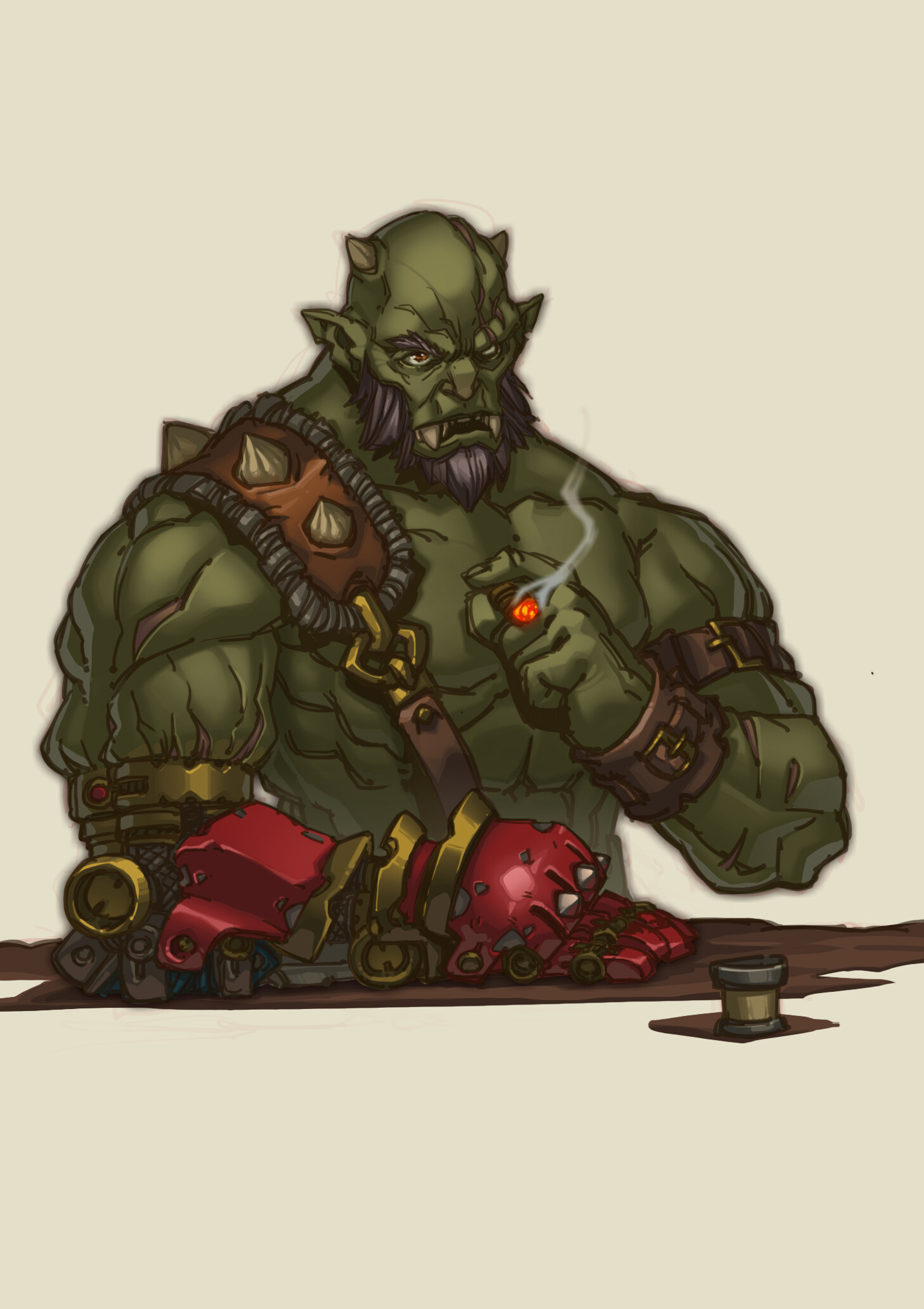 ArtStation - Orc with red hand
