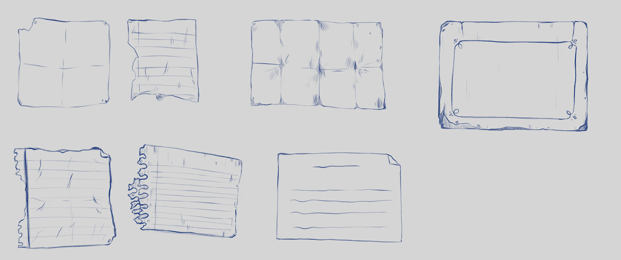 ArtStation - Paper Notes Game UI