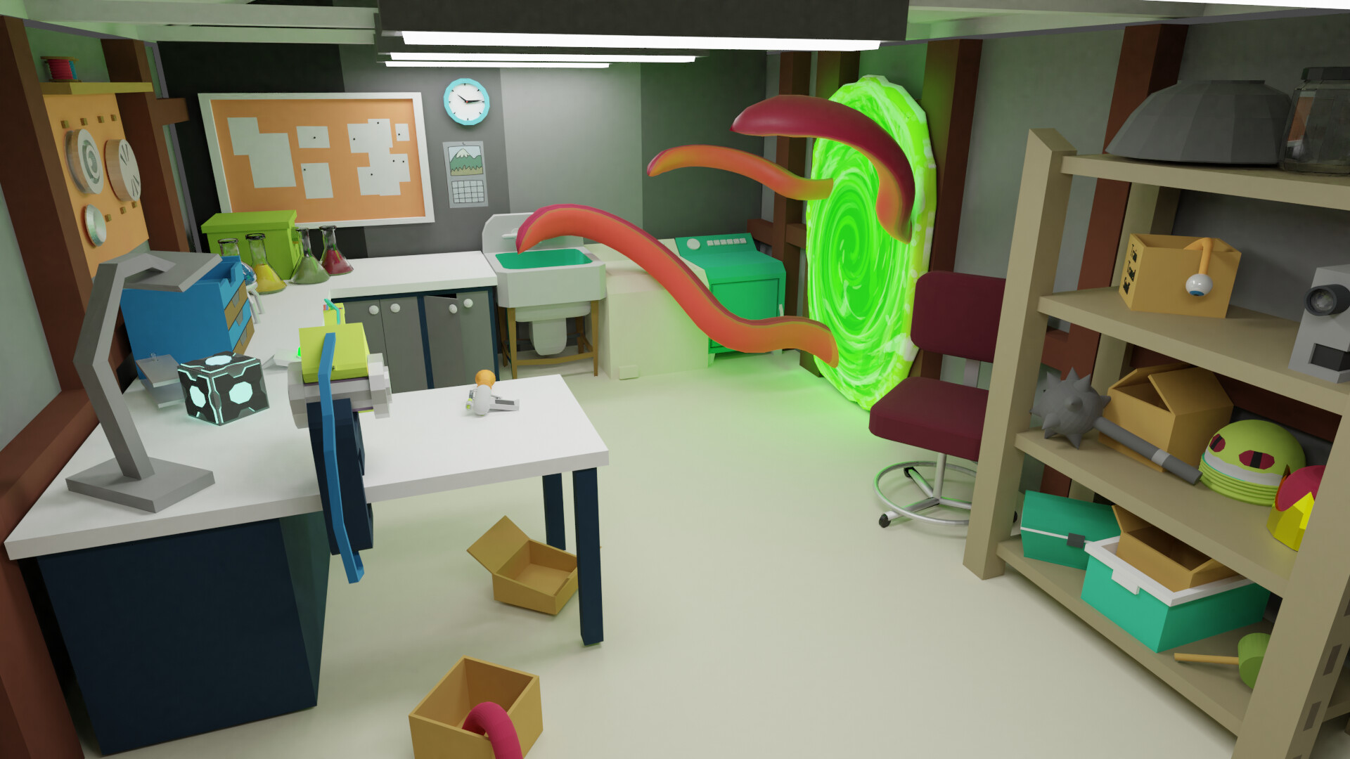 ArtStation - Rick and Morty || Rick's Laboratory Low Poly||