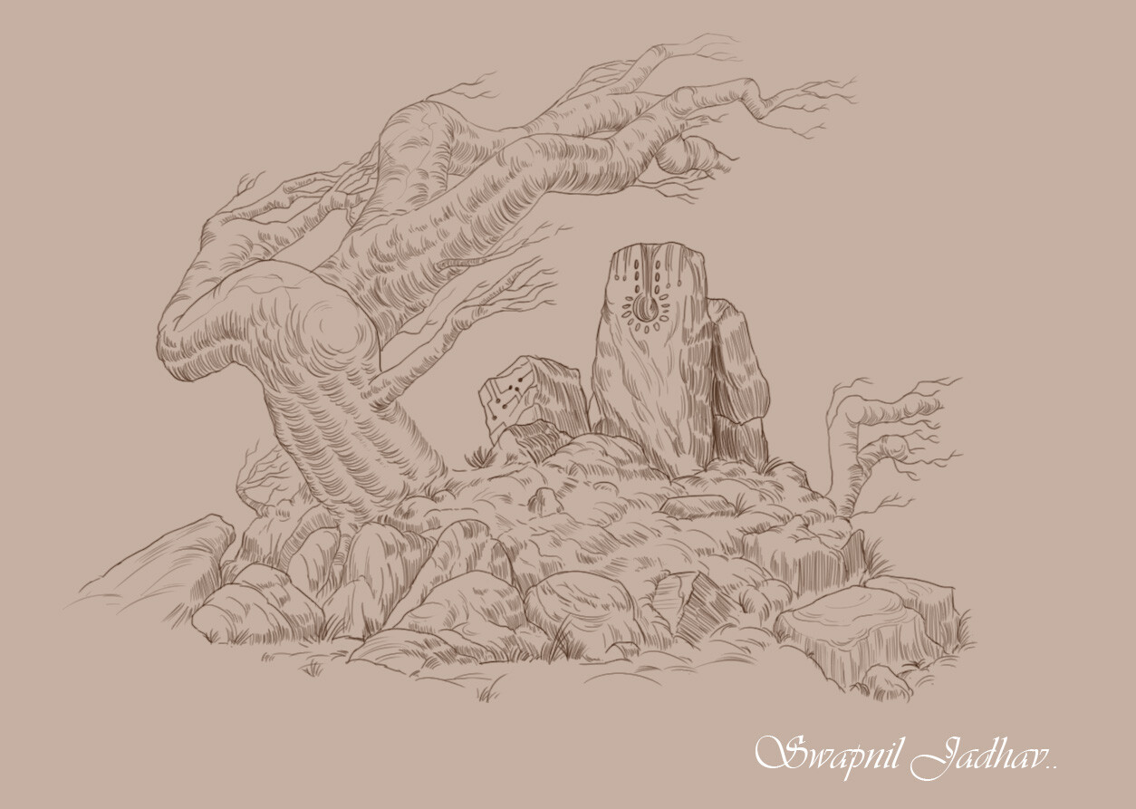 ArtStation - Sketch , Layout, Background , Concept Art , Landscape, Outdoor