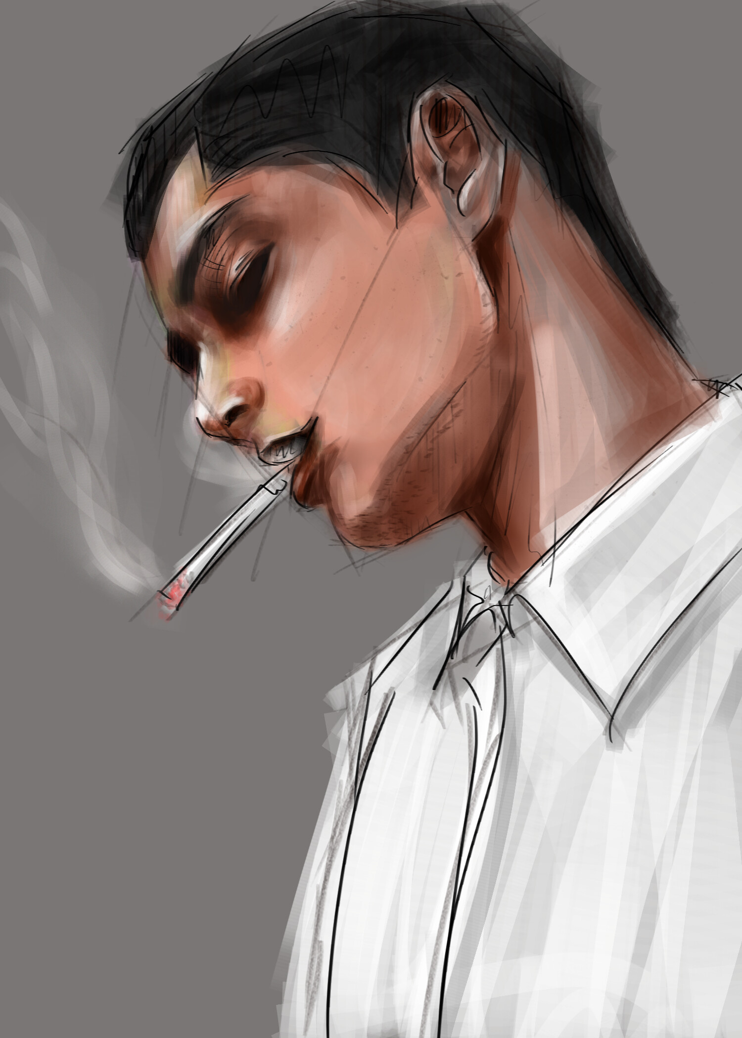 ArtStation - Man smoking