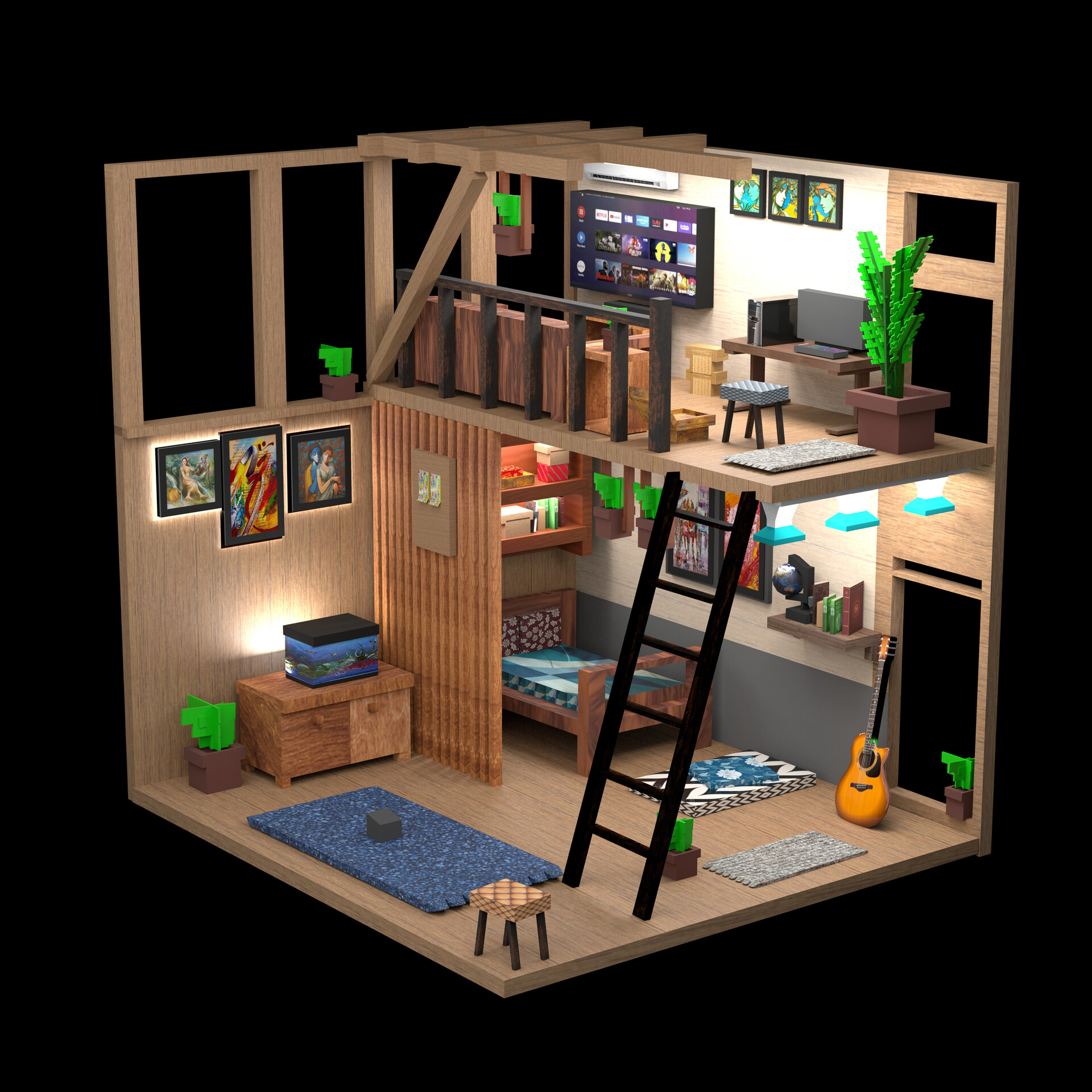 ArtStation - Studio Apartment low poly.