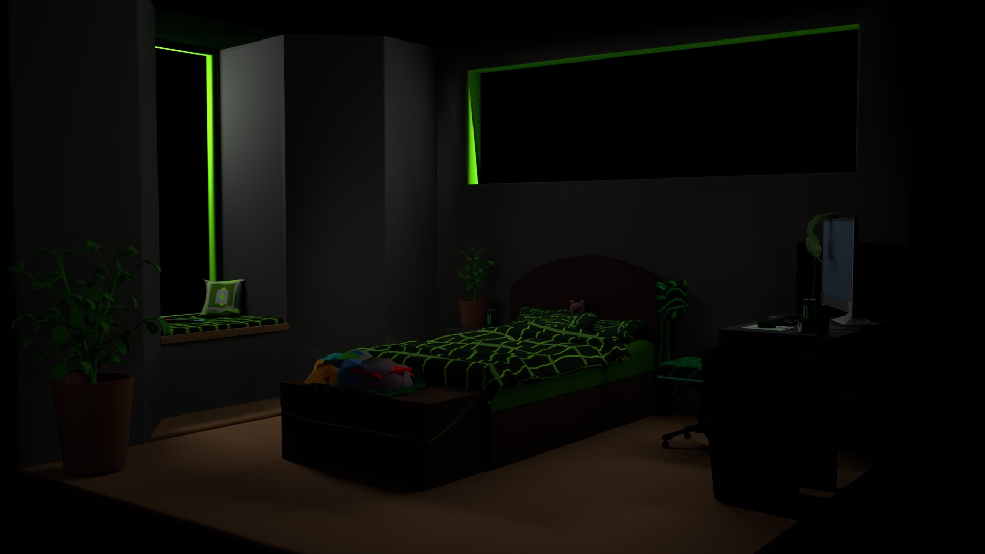 ArtStation - 3d modelled gamer room
