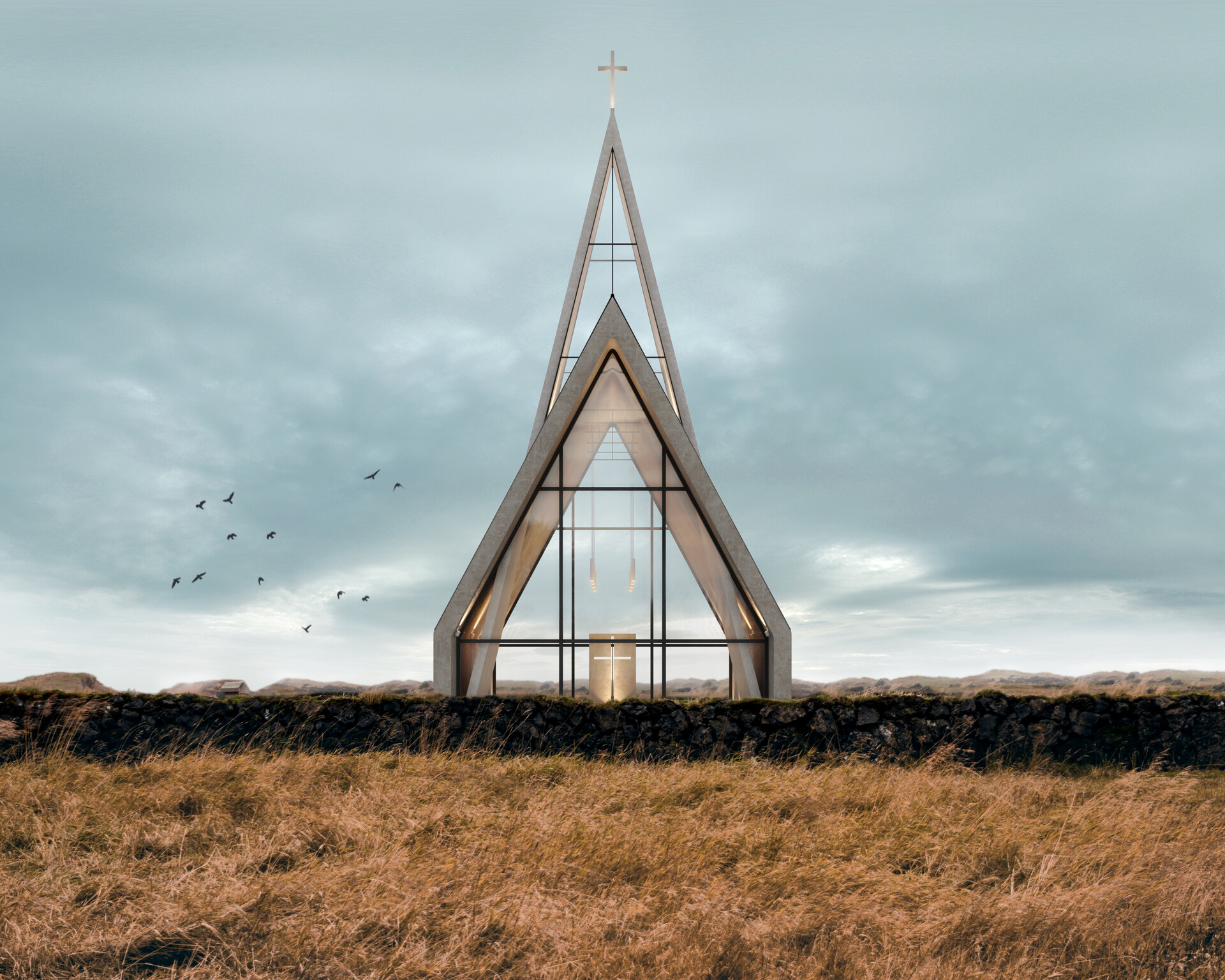 ArtStation - Minimalist church in Iceland
