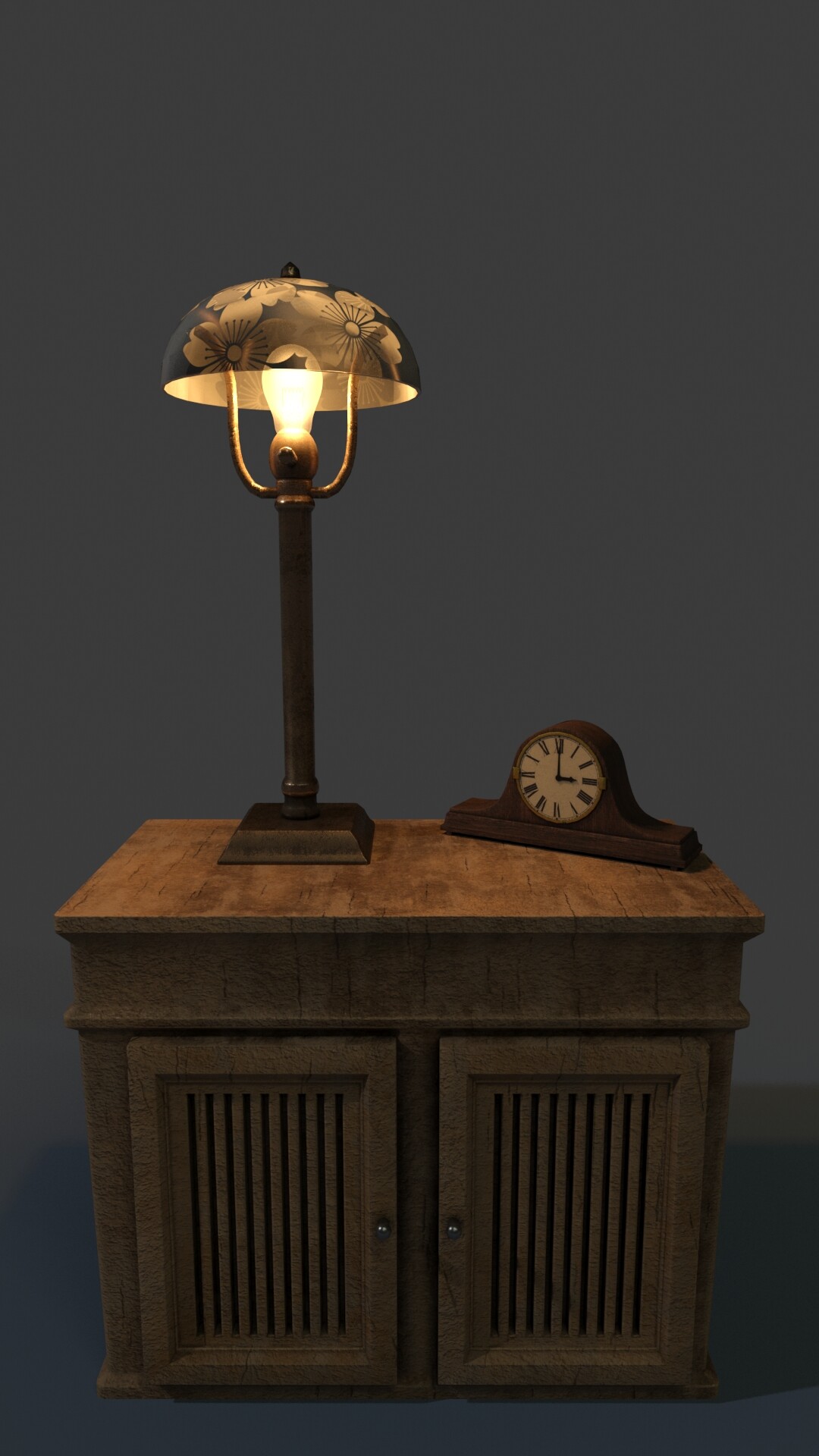 ArtStation - Desk with lamp and clock