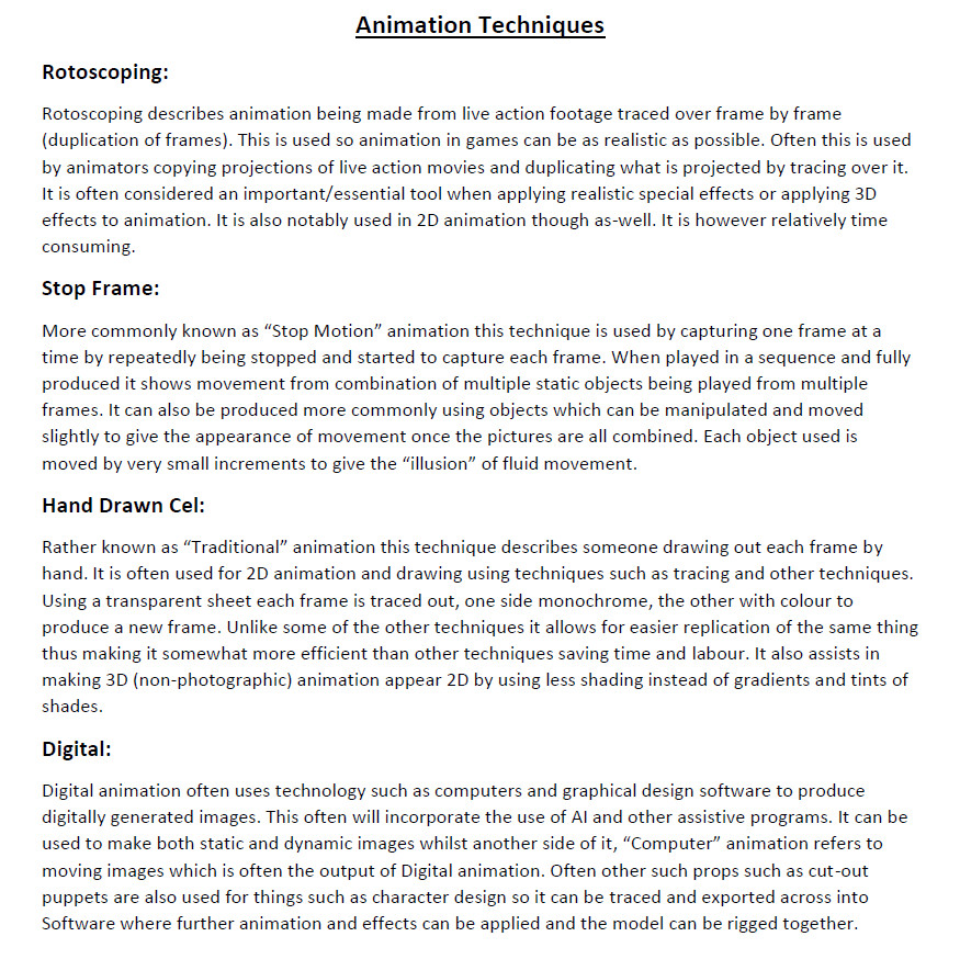 ArtStation - Animation Techniques ; Research on the 4 types
