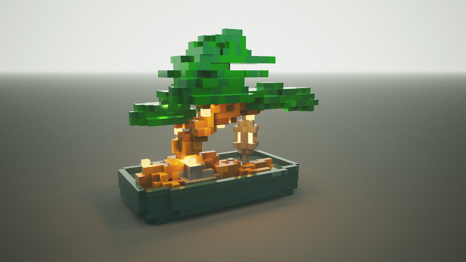 ArtStation - Little voxel art bonzai scene