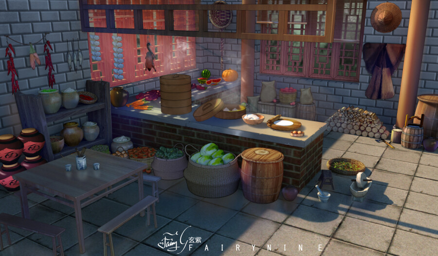 ArtStation - Ancient Chinese kitchen