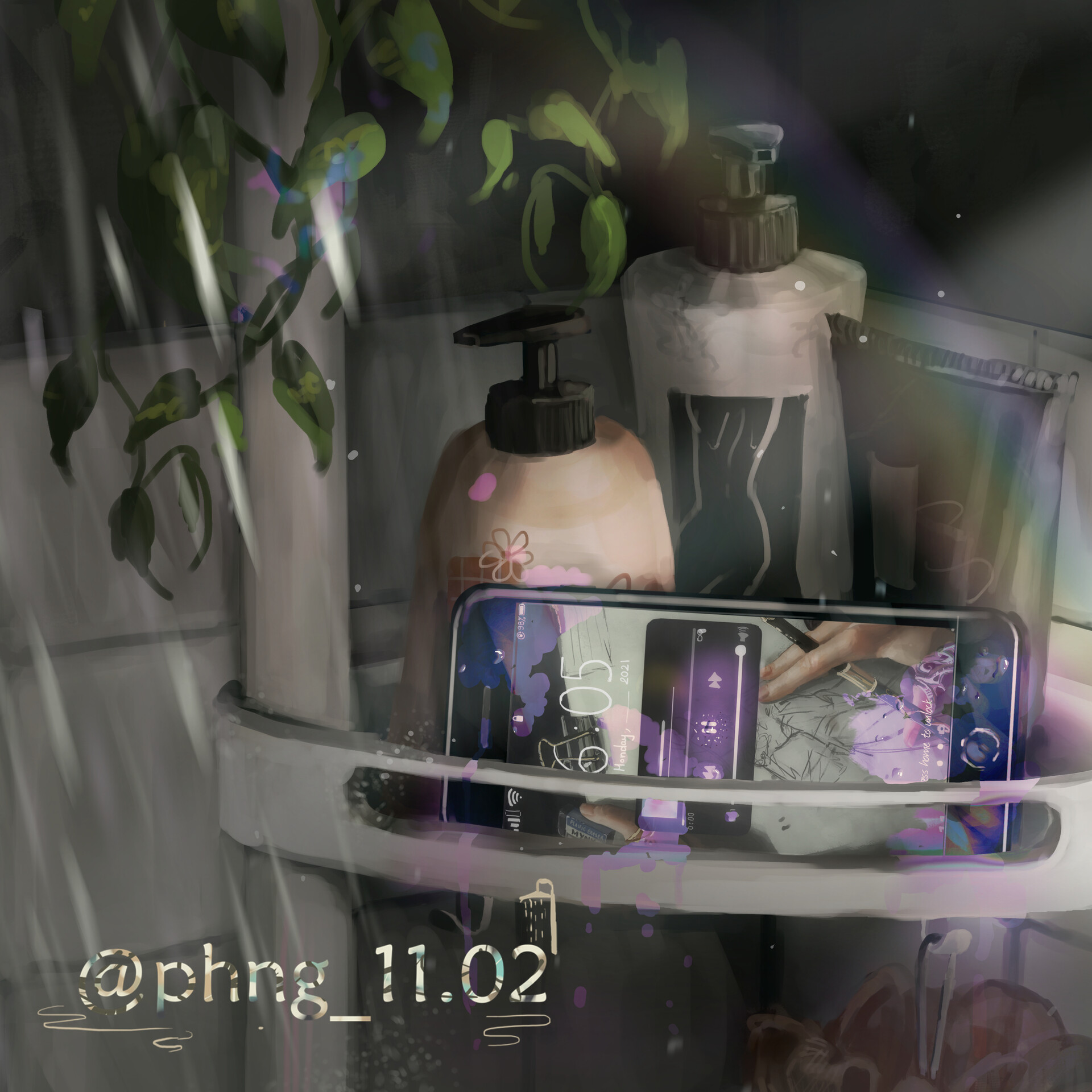 ArtStation - "Music in shower"