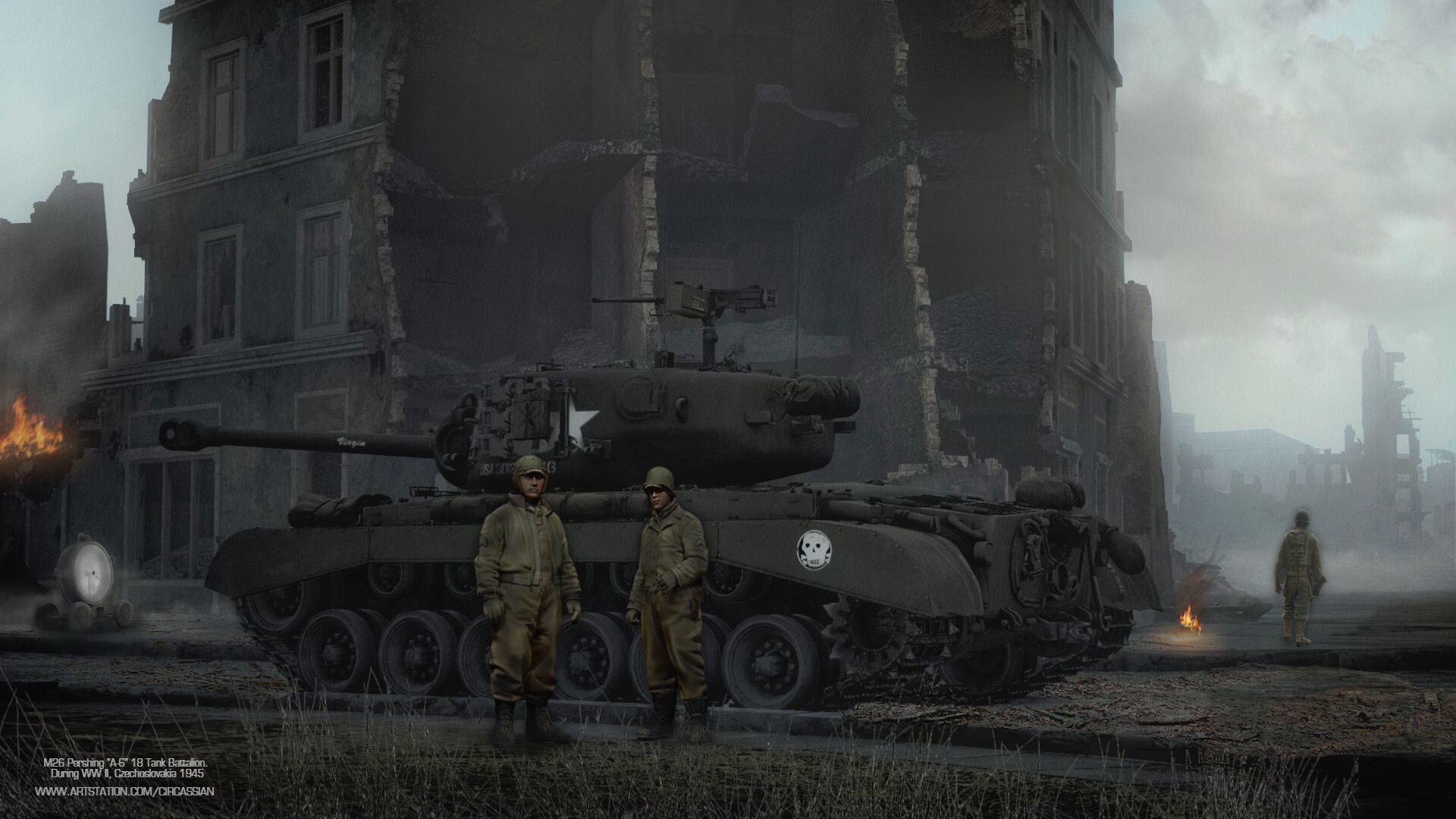 ArtStation - M26 Pershing "A-6" 18. Tank Battalion, 8th Armored Division.