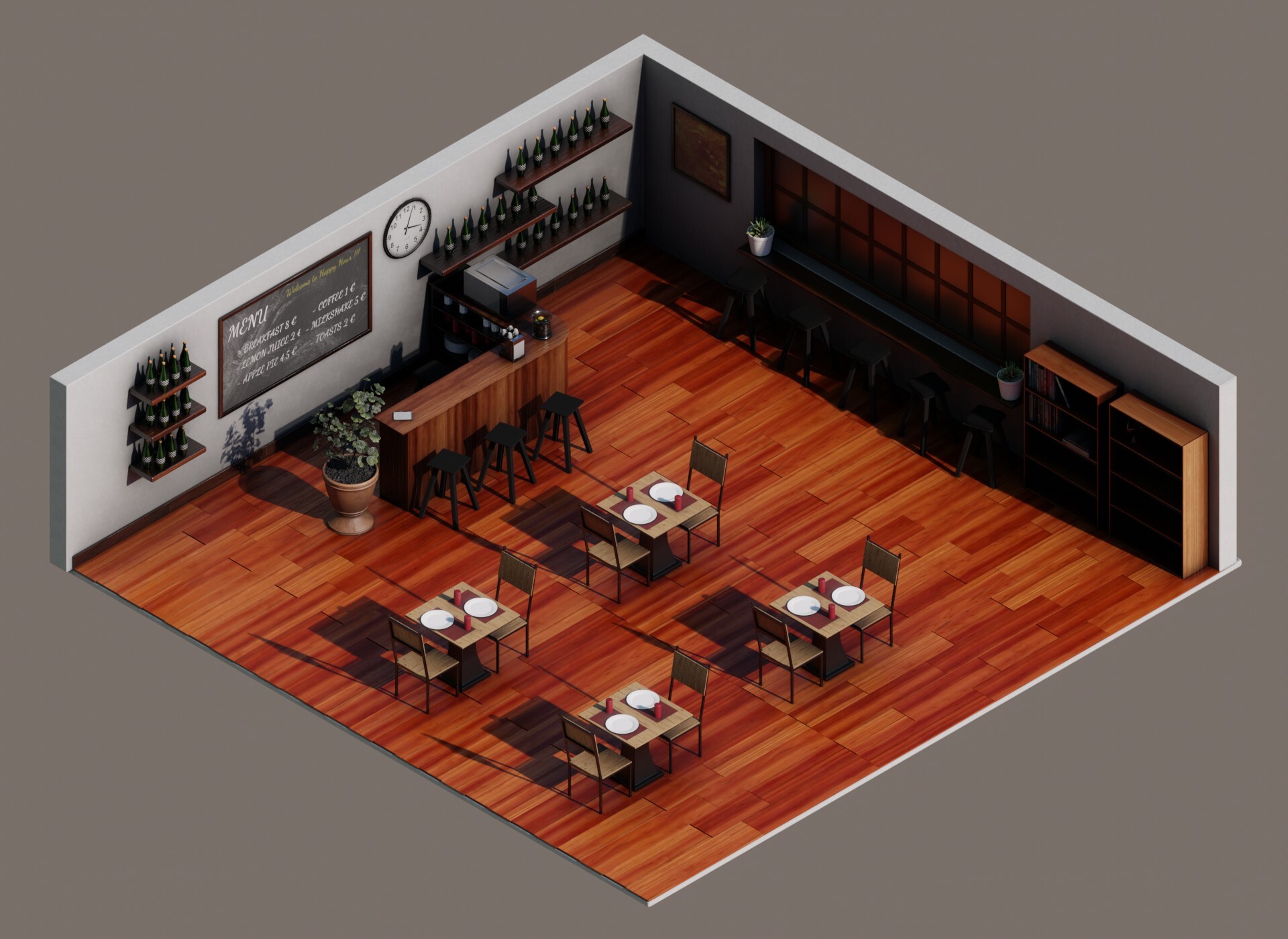 ArtStation - Isometric Day 02 - Coffee Shop