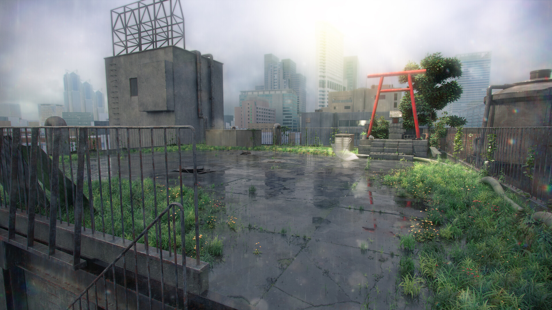 ArtStation - "Weathering with You" （天気の子）Rooftop scene