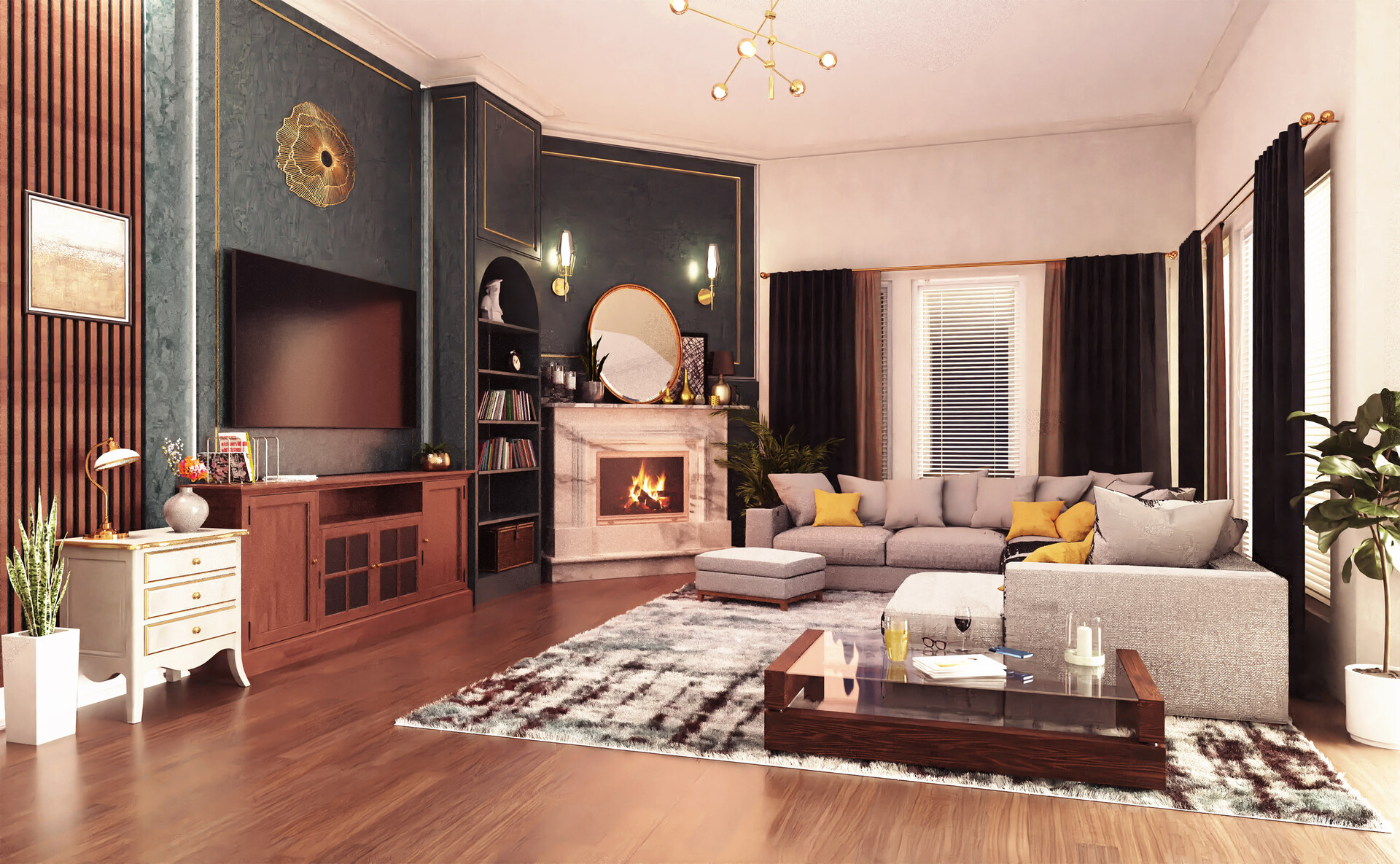 ArtStation - Living Interior_Texas USA