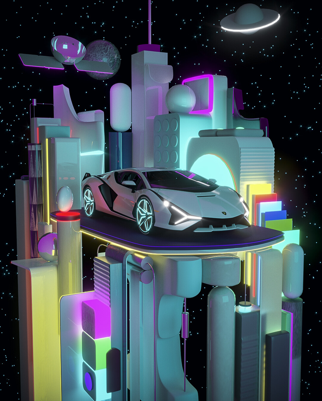 ArtStation - lamborghini on abstract shapes