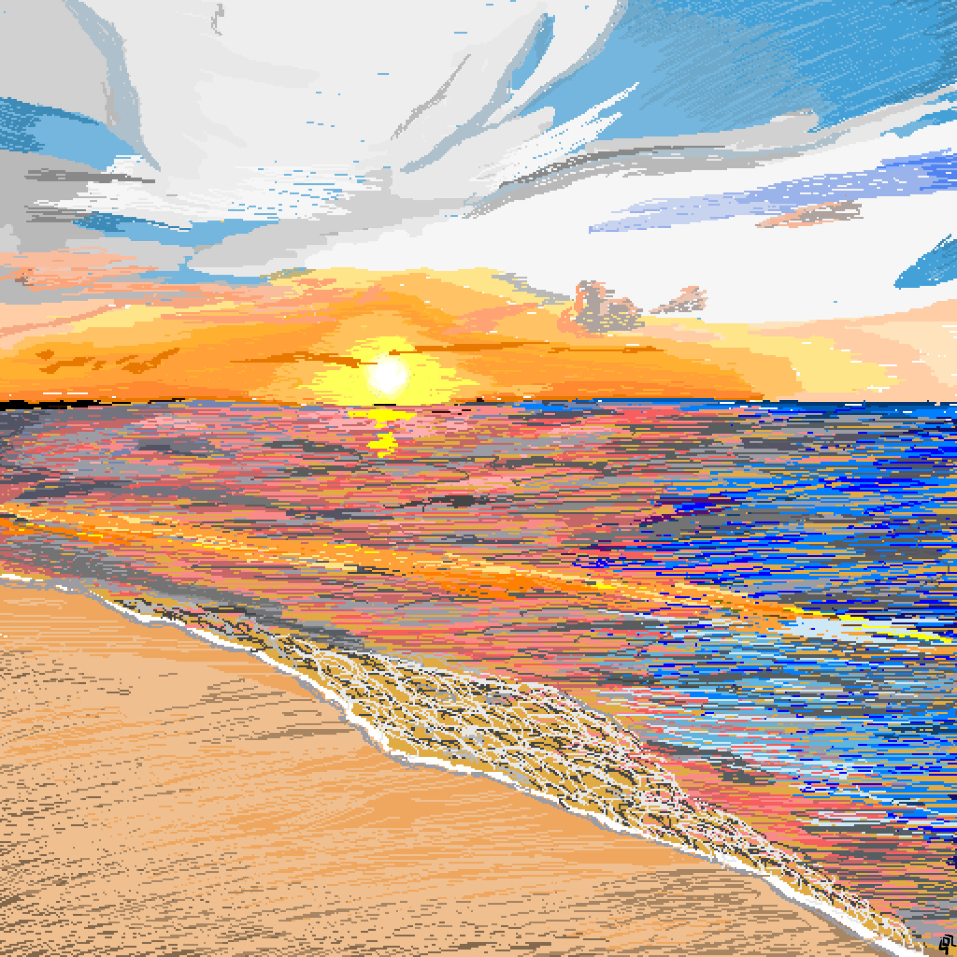 ArtStation - sunset in pixels