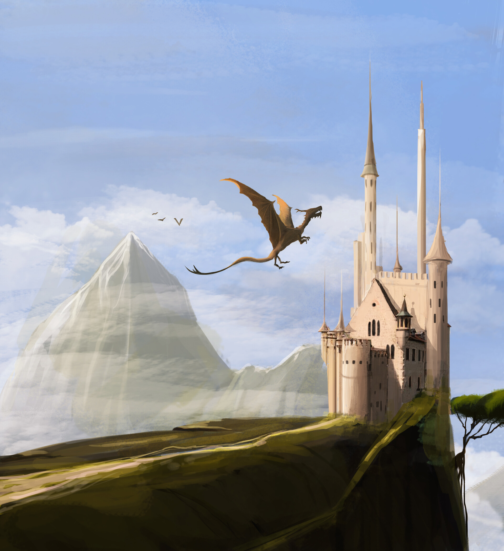 ArtStation - The Castle and Dragon