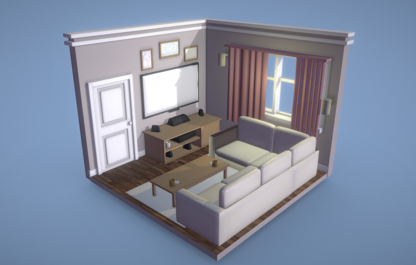 ArtStation - 3D Square House Interior Model