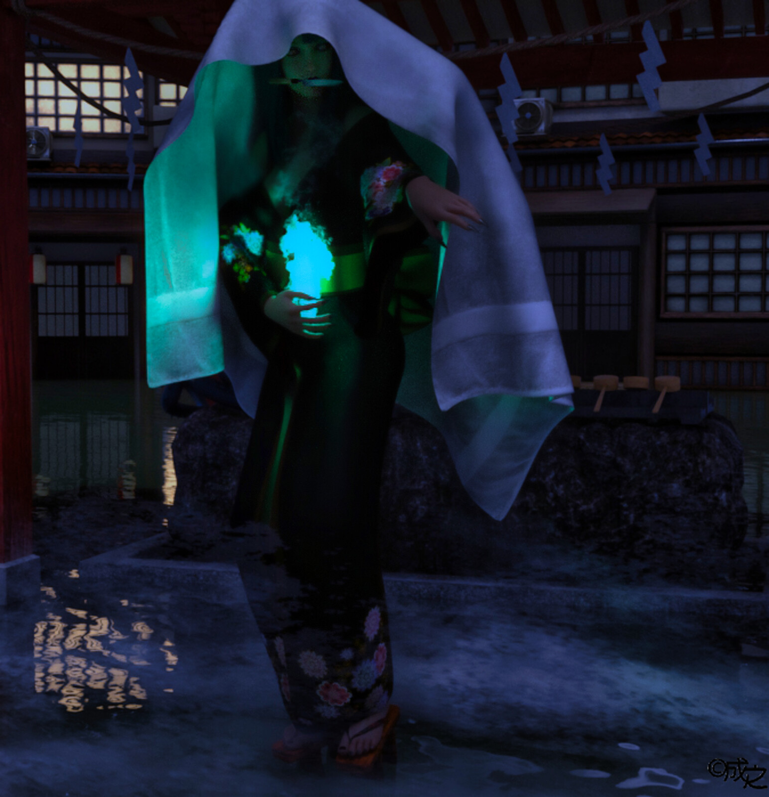 NARIYUKI SHIMAMOTO - HINOENMA (JAPANESE FEMALE YOKAI THAT MISLEADS MEN ...