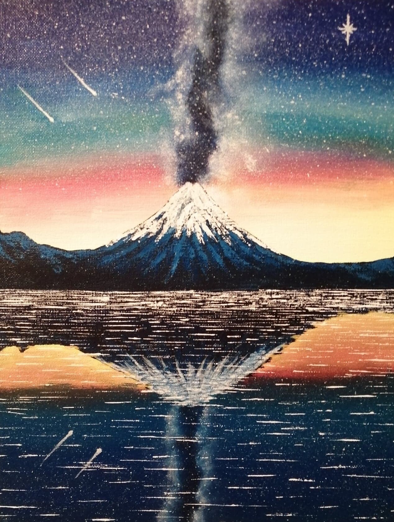 ArtStation - Galaxy Mountain Volcano Reflection
