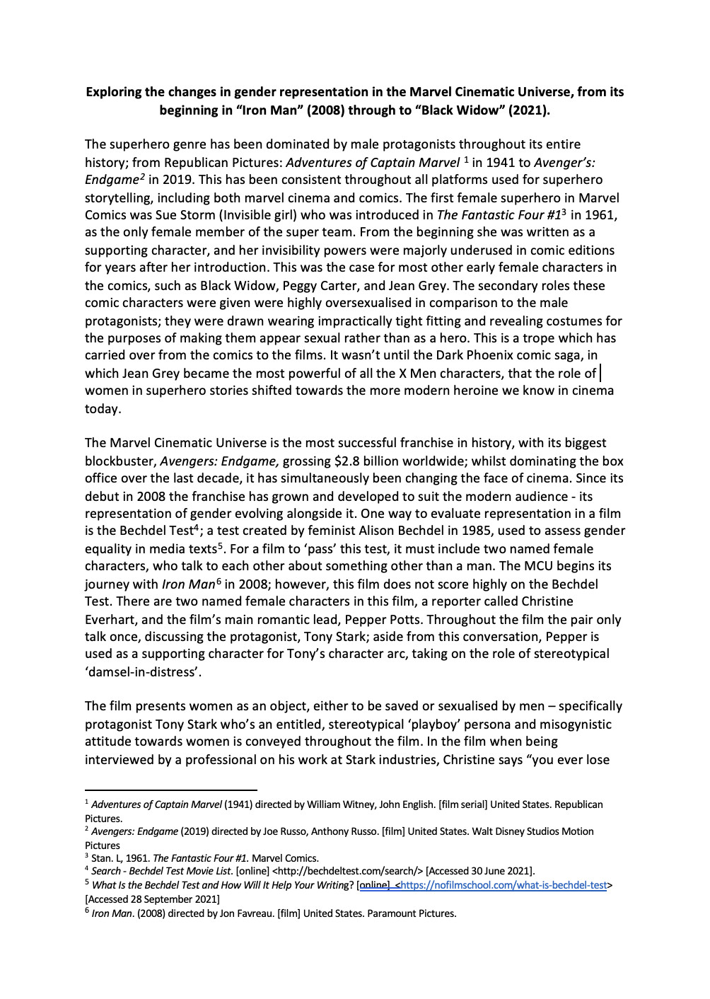 Jack Richardson - Analytical Writing - Working Draft of EPQ on Gender ...