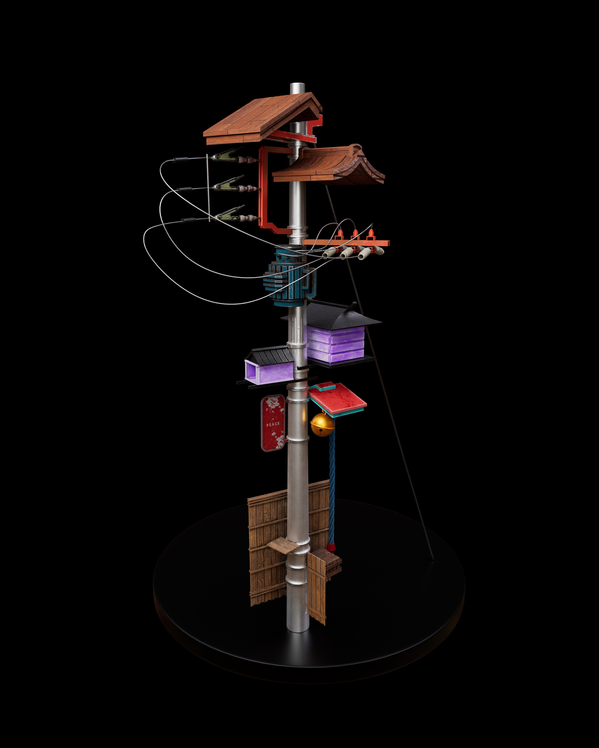 ArtStation - Stylized electric pole