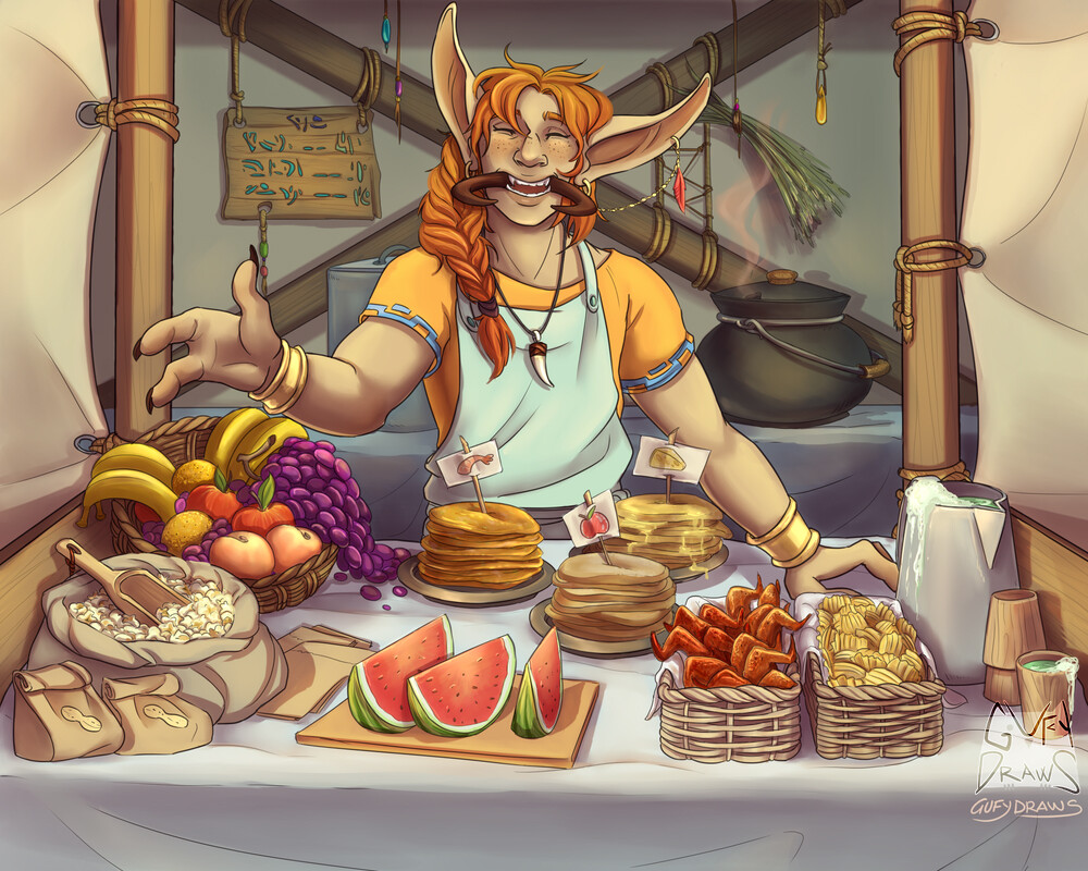 ArtStation - Commission - WoW OC with food stall