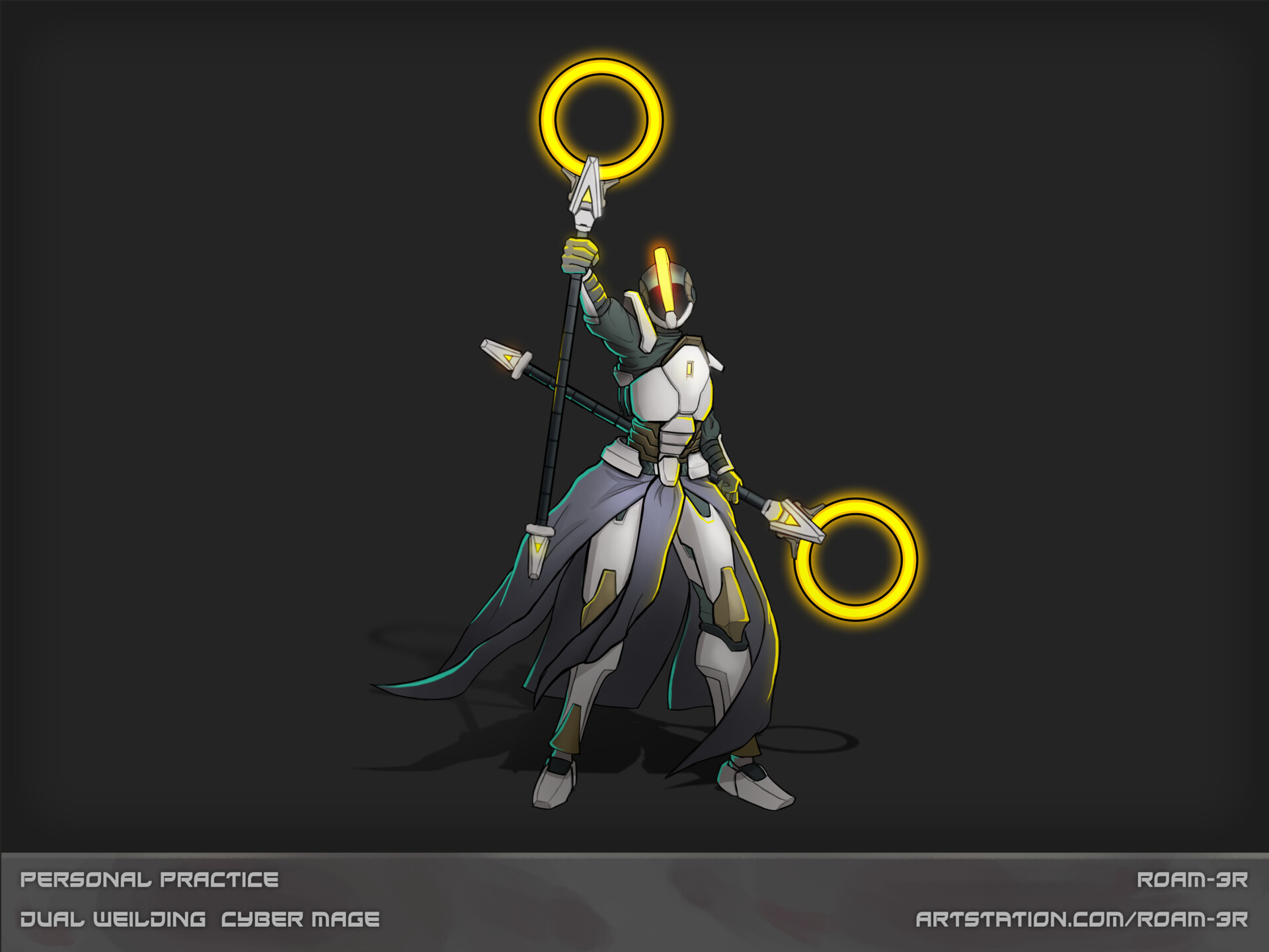 ArtStation - Dual-Wielding Cyber Mage, ROAM-3R