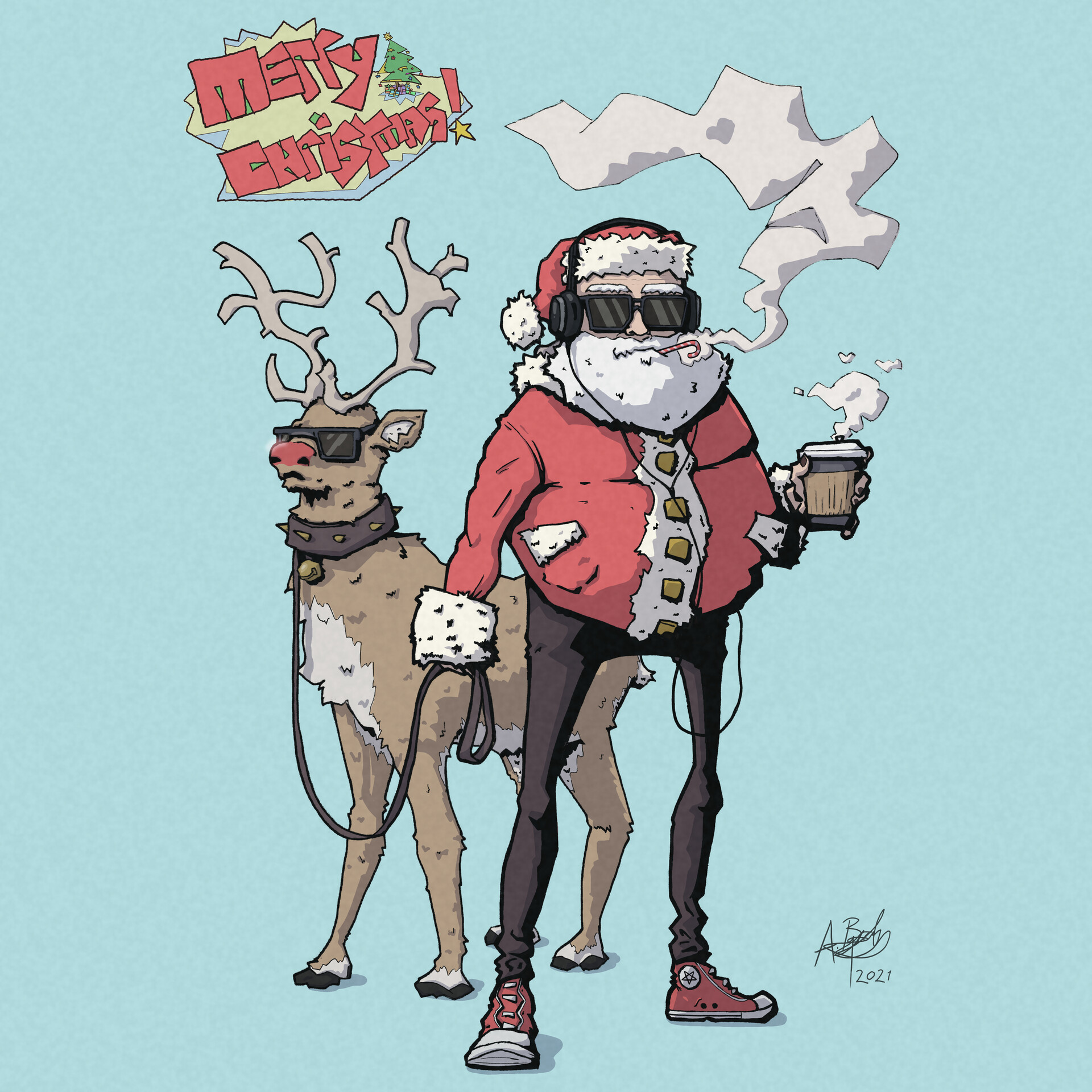 ArtStation - Metalhead Santa & Rudolph