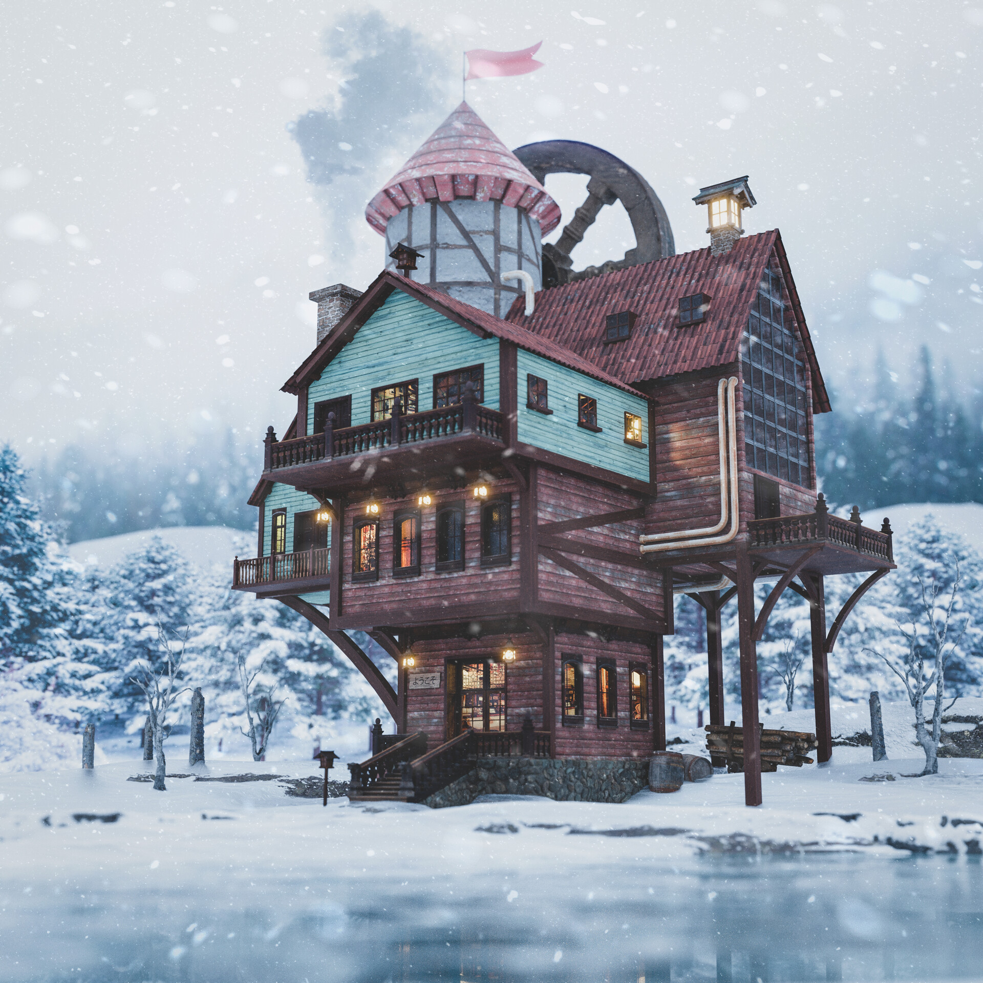 ArtStation - Winter Cabin