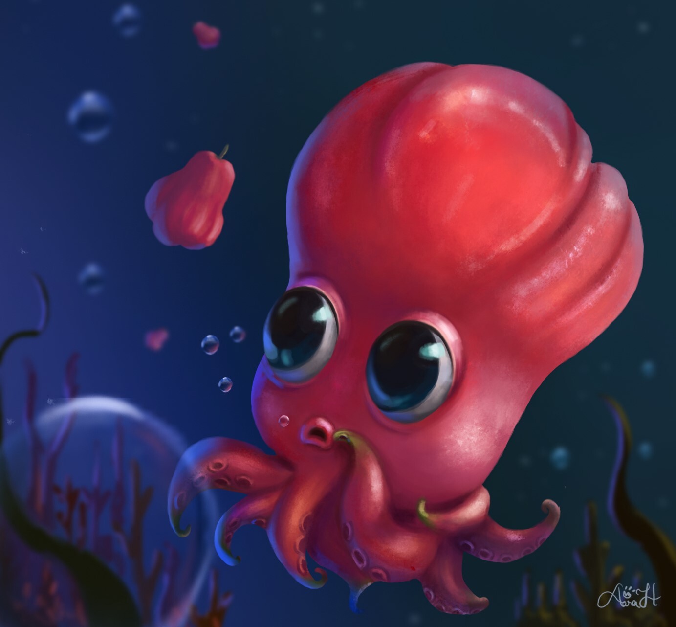 ArtStation - wax apple octopus #characterdesignchallenge