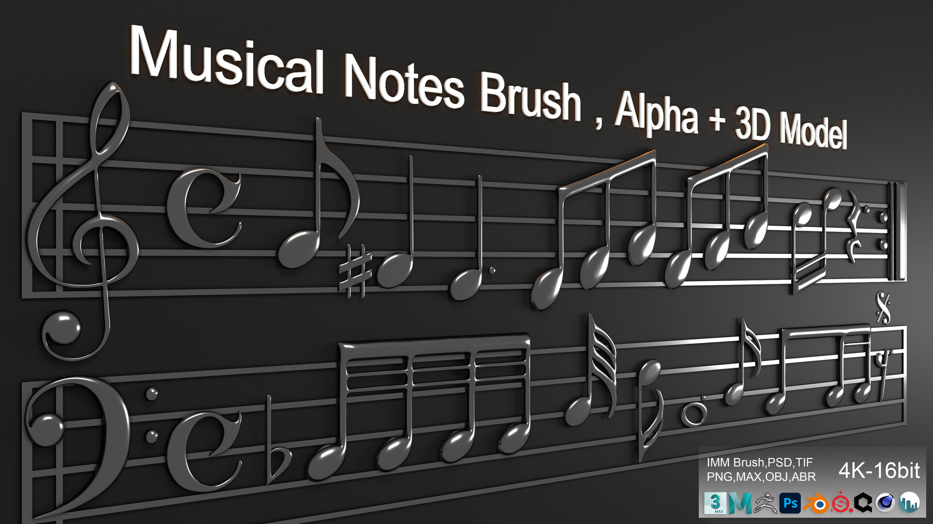 ArtStation - Musical Notes Brush , Alpha & 3D Model