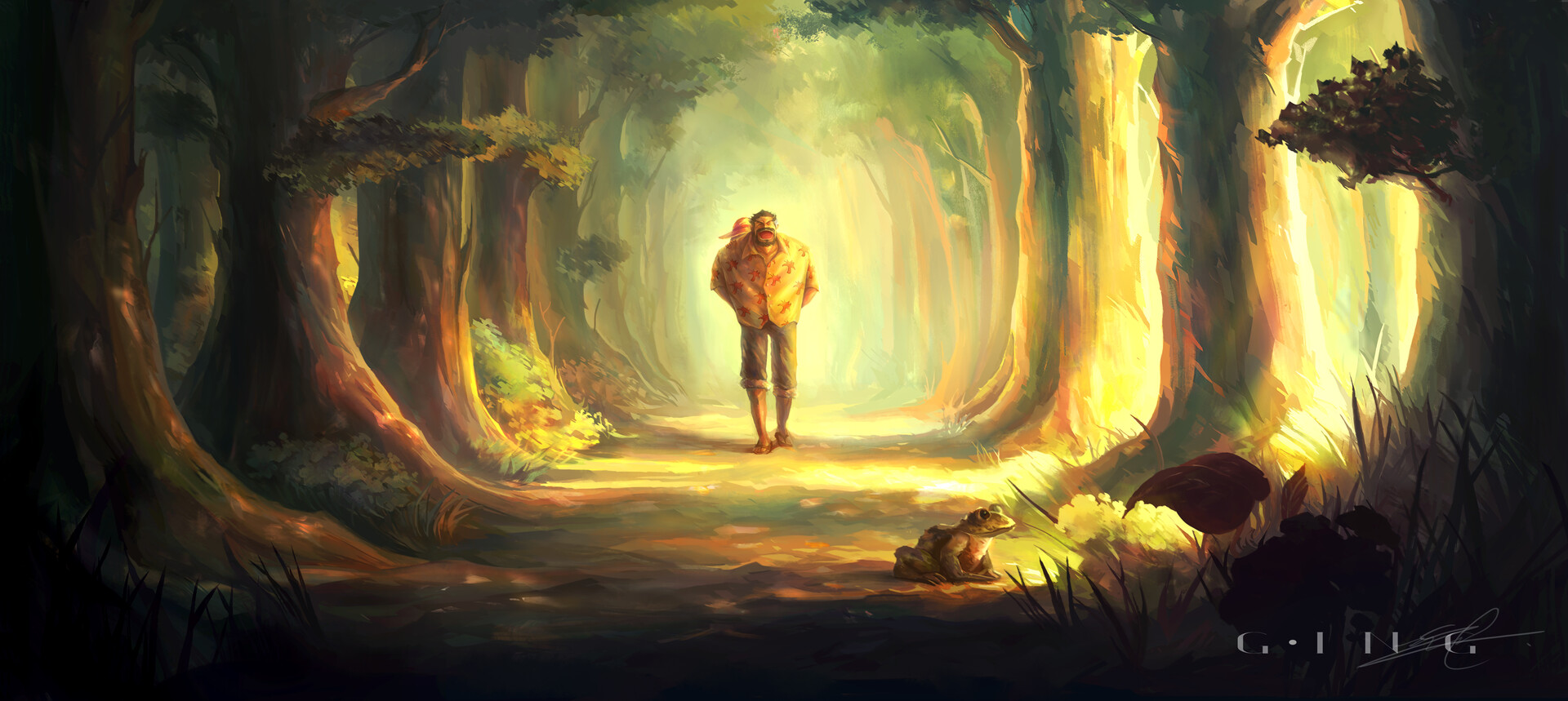 ArtStation - Garp with chibi Luffy