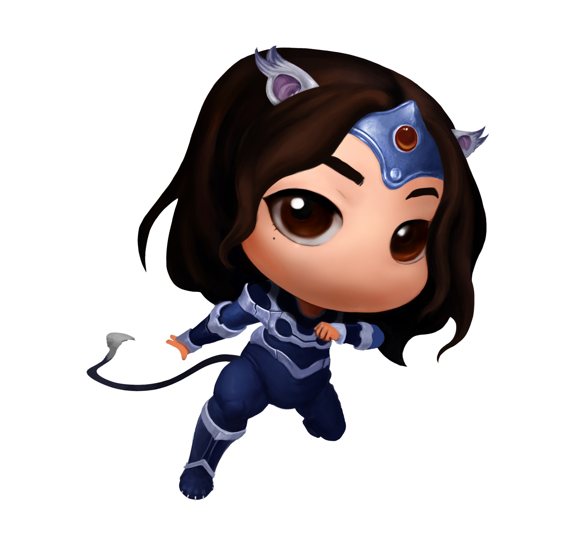 Dota 2 Chibi Mirana HD Desktop Wallpaper: Fantasy, Moon, Dota 2,
