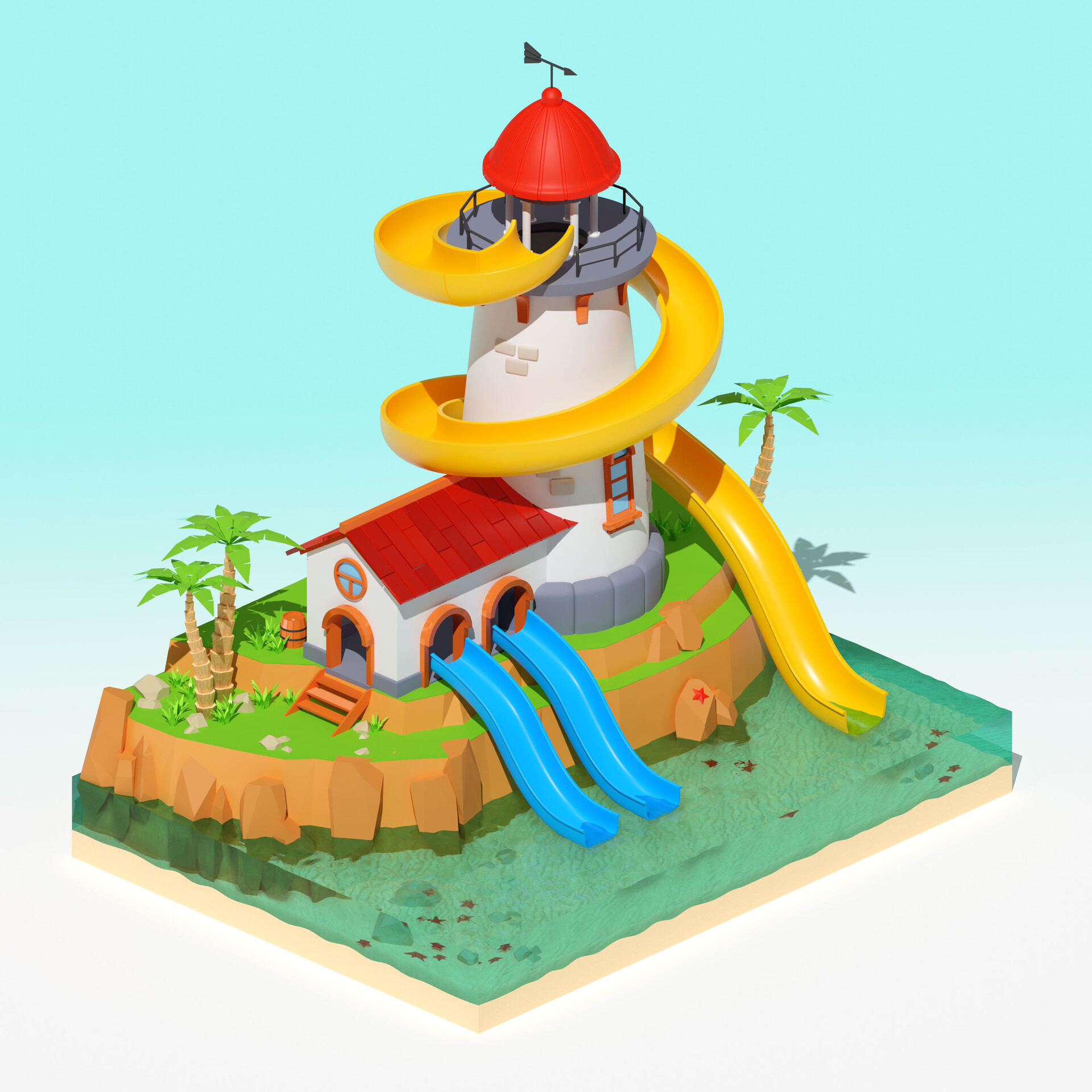 ArtStation - Water slide Lighthouse