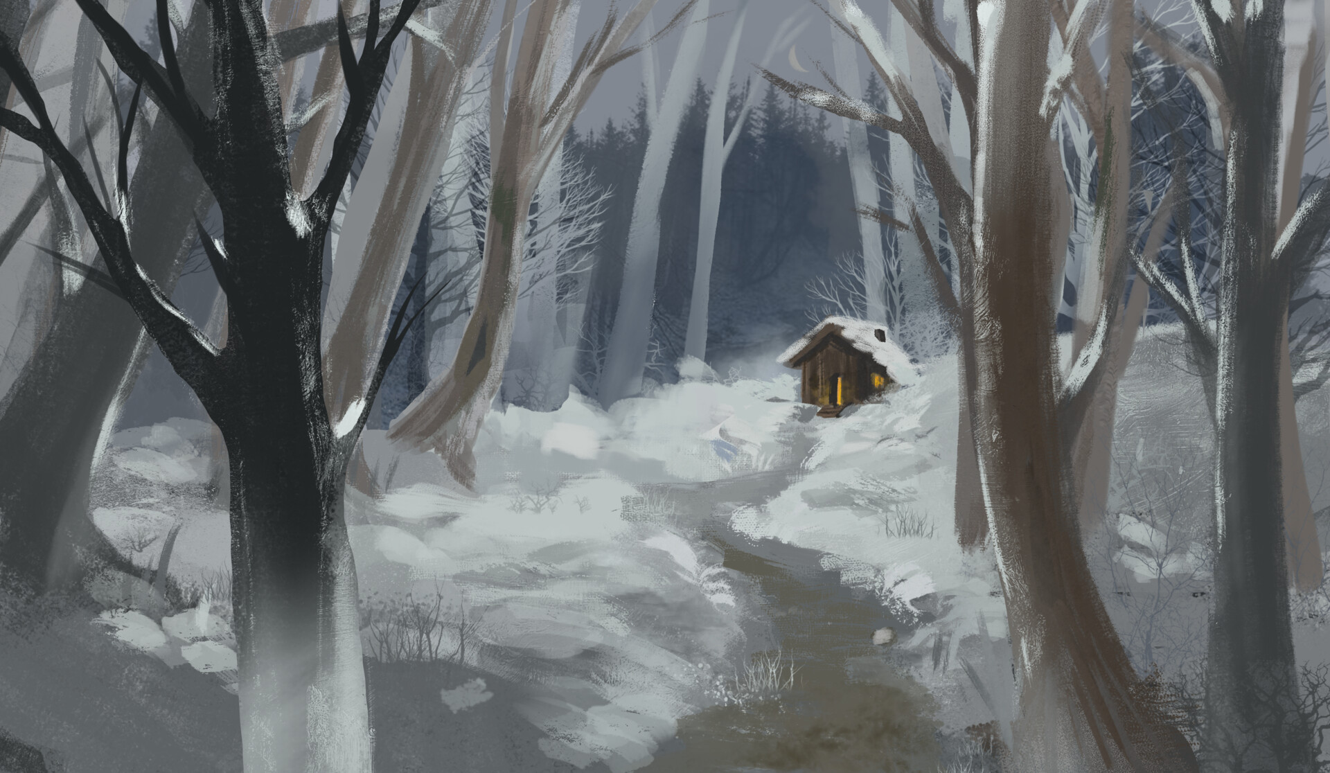ArtStation - First concepts of environment (+atmosphere) | Lonely cabin ...