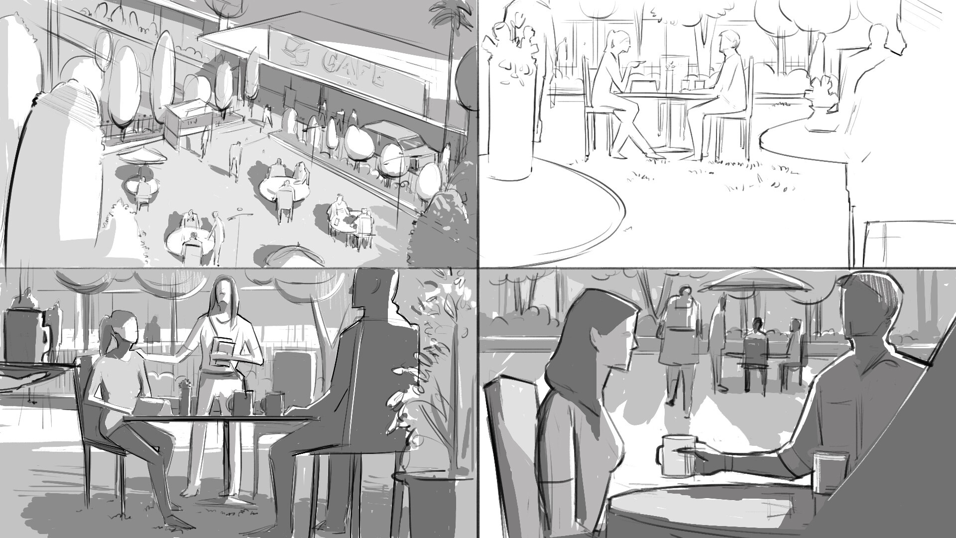 ArtStation - outdoor conversation storyboarding