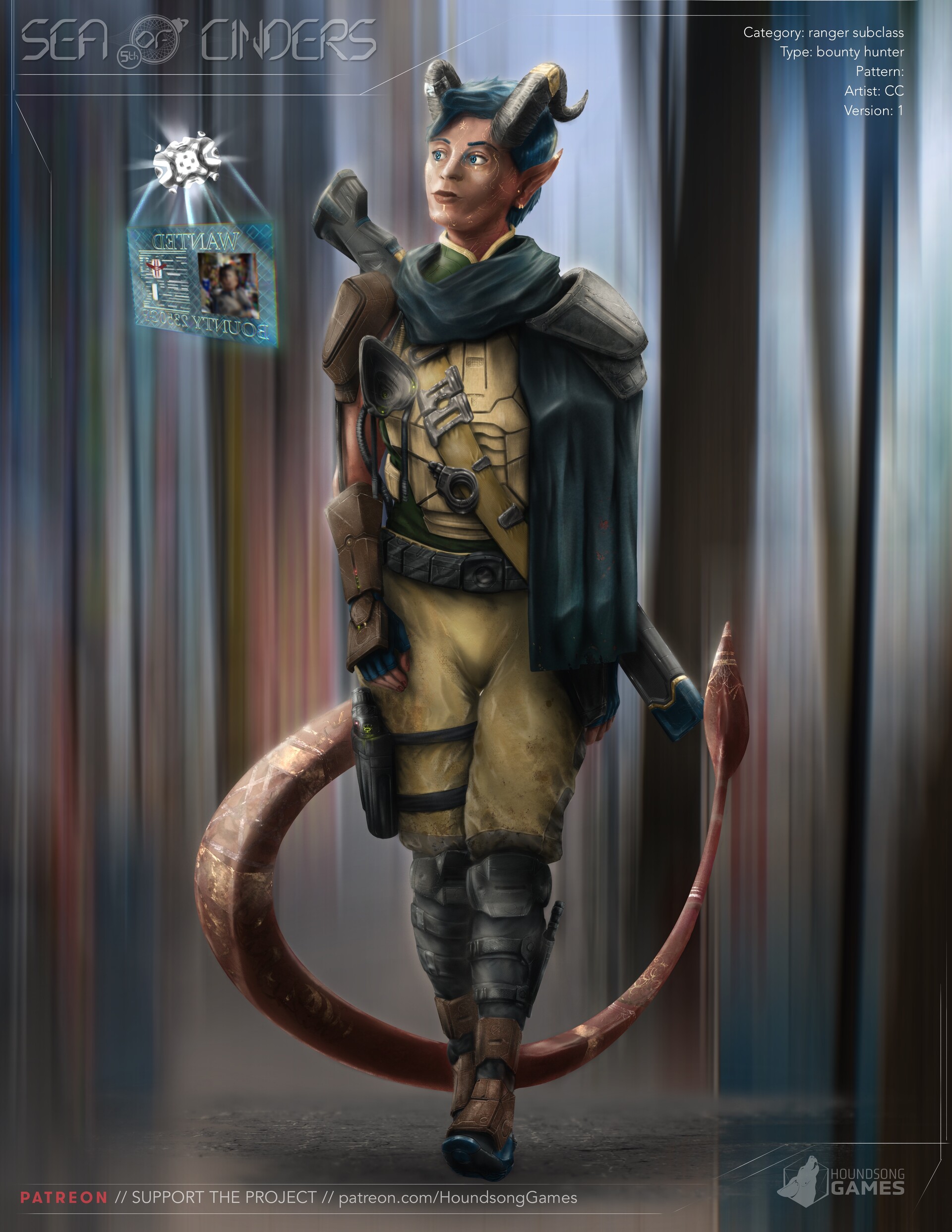 ArtStation - Tiefling bounty hunter - Sea of Cinders