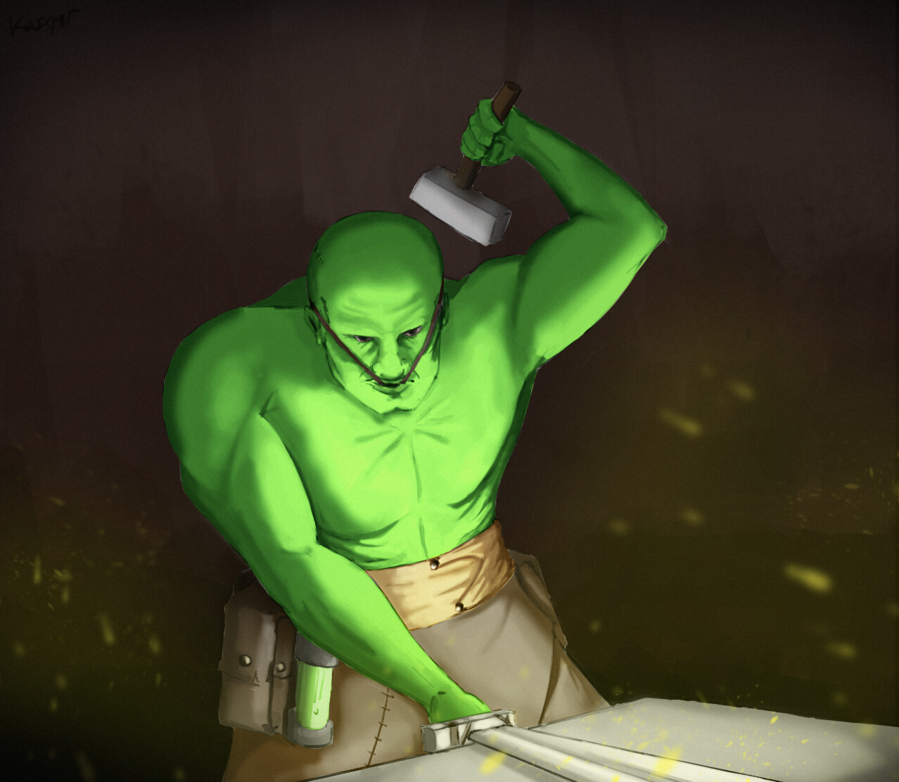 ArtStation - Super mutant forging a sword