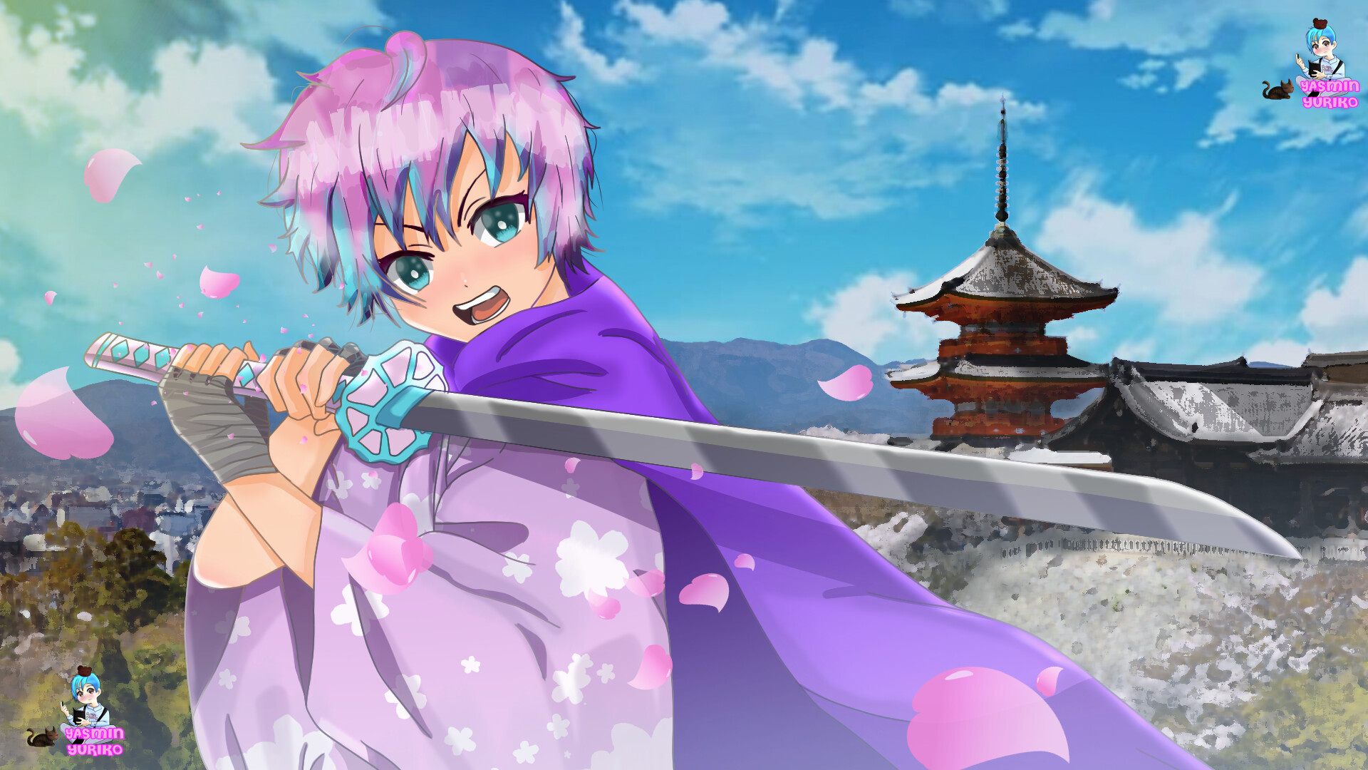 ArtStation - Anime Girl in Kyoto