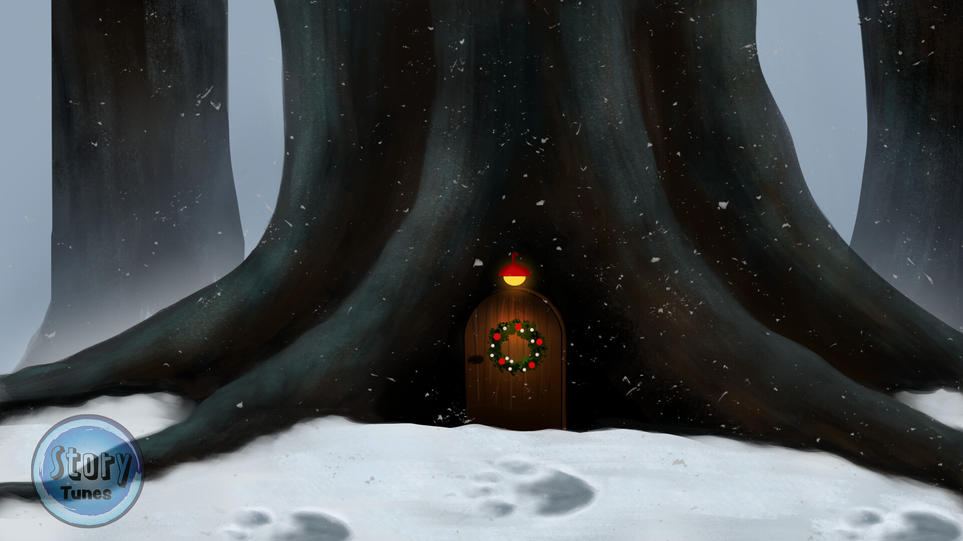 StoryTunes Creative - Mouse Cottage Entrance in Snowy Forest