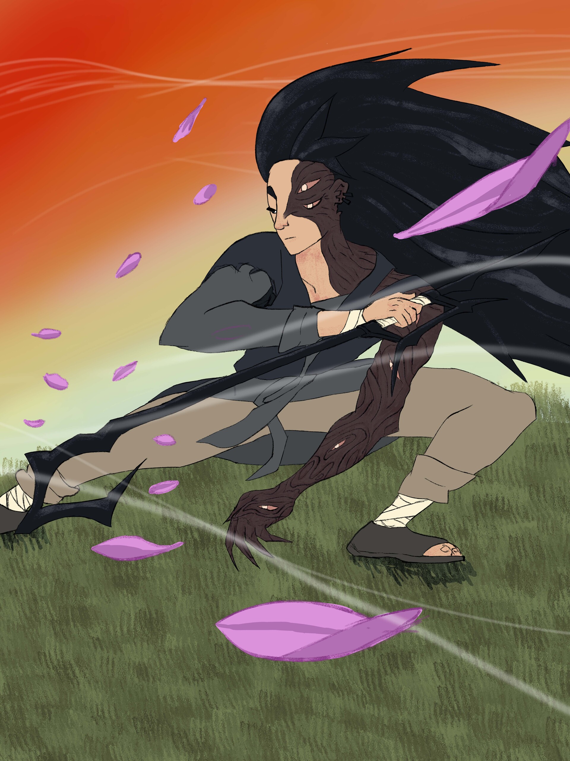 ArtStation - Yang with Flowing Sakura