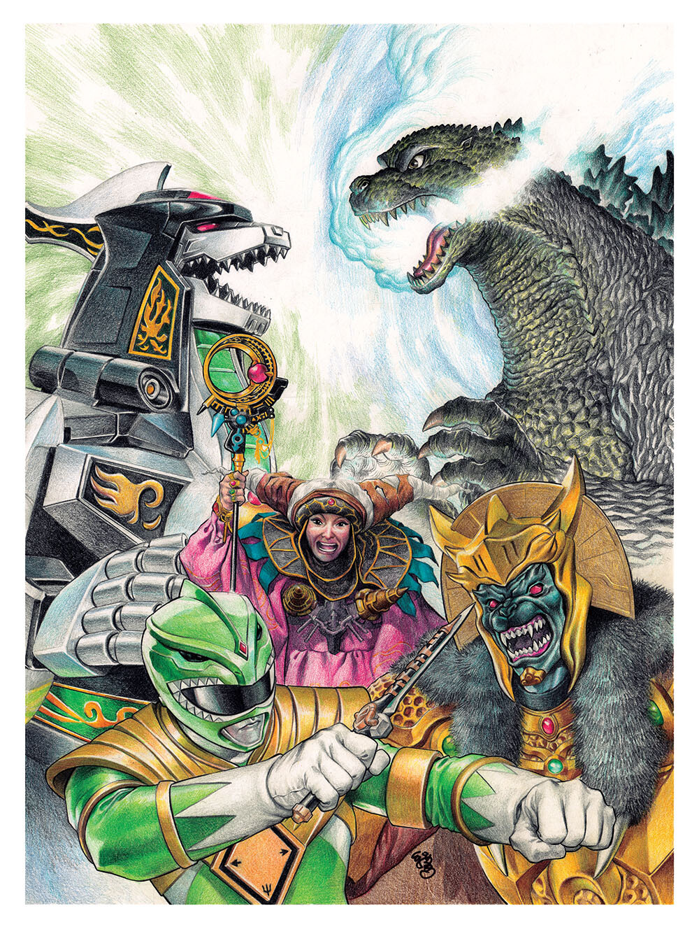 E.J. Su - Godzilla vs Power Rangers #1 cover B