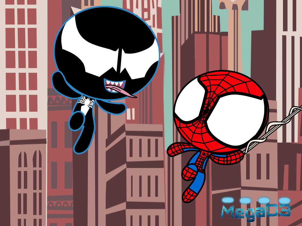 ArtStation - Powerpuff Spider-Man vs Rowdyruff Venom