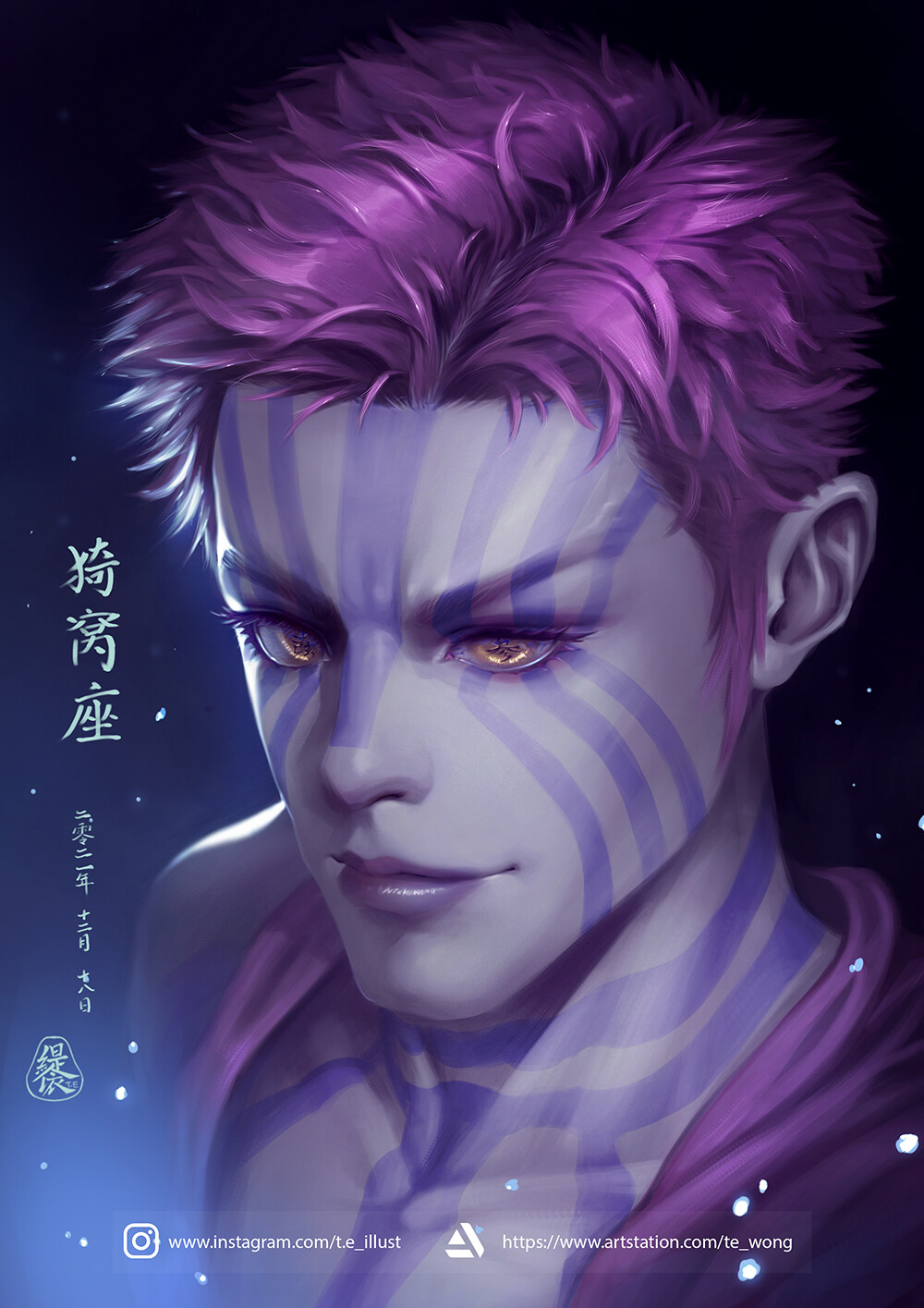 ArtStation - 2021 | 06 - Kimetsu no Yaiba | Akaza猗窝座 Fan-art Illustration